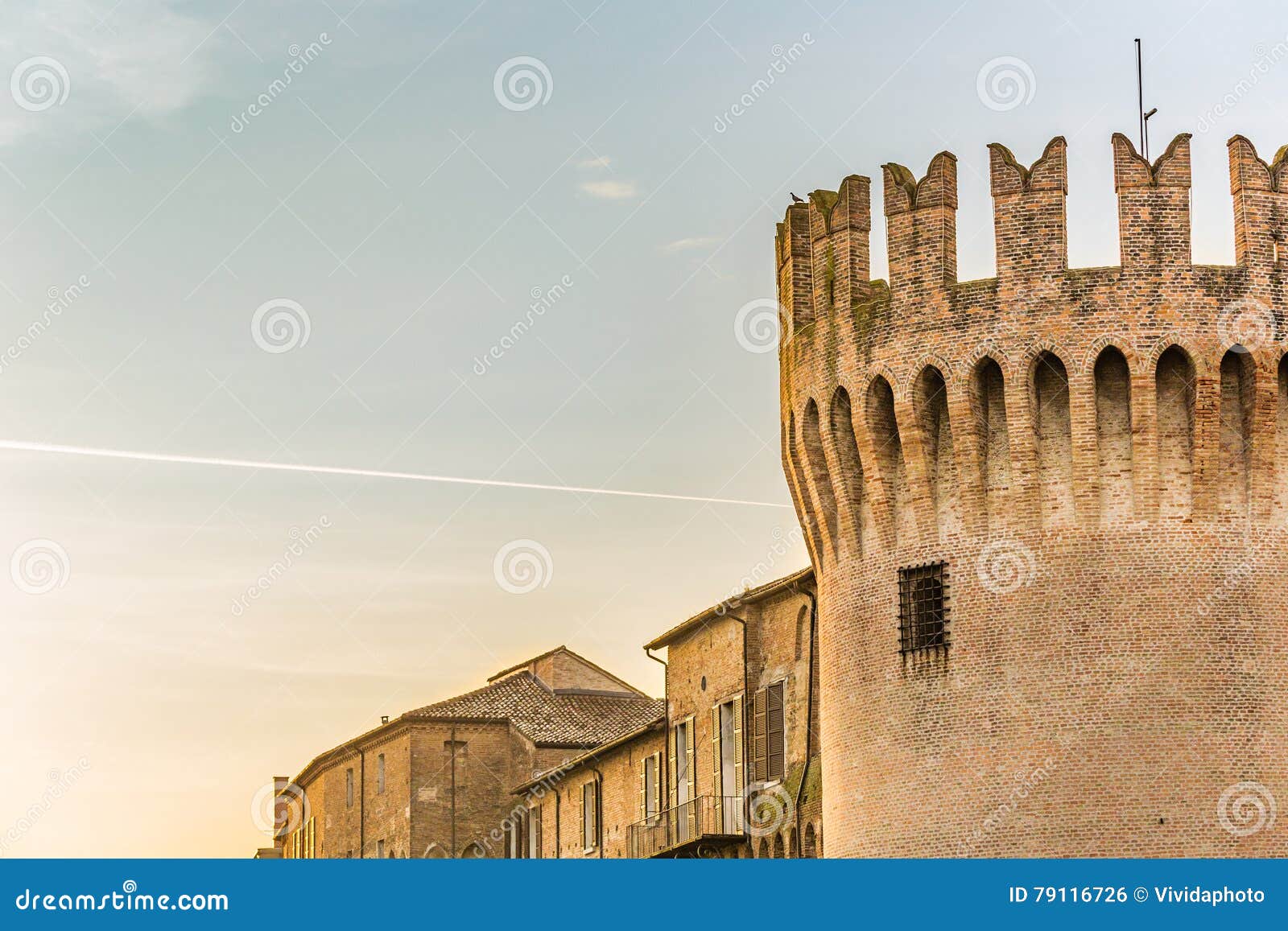 Crenellated tower stock photo. Image of grating, medieval - 79116726