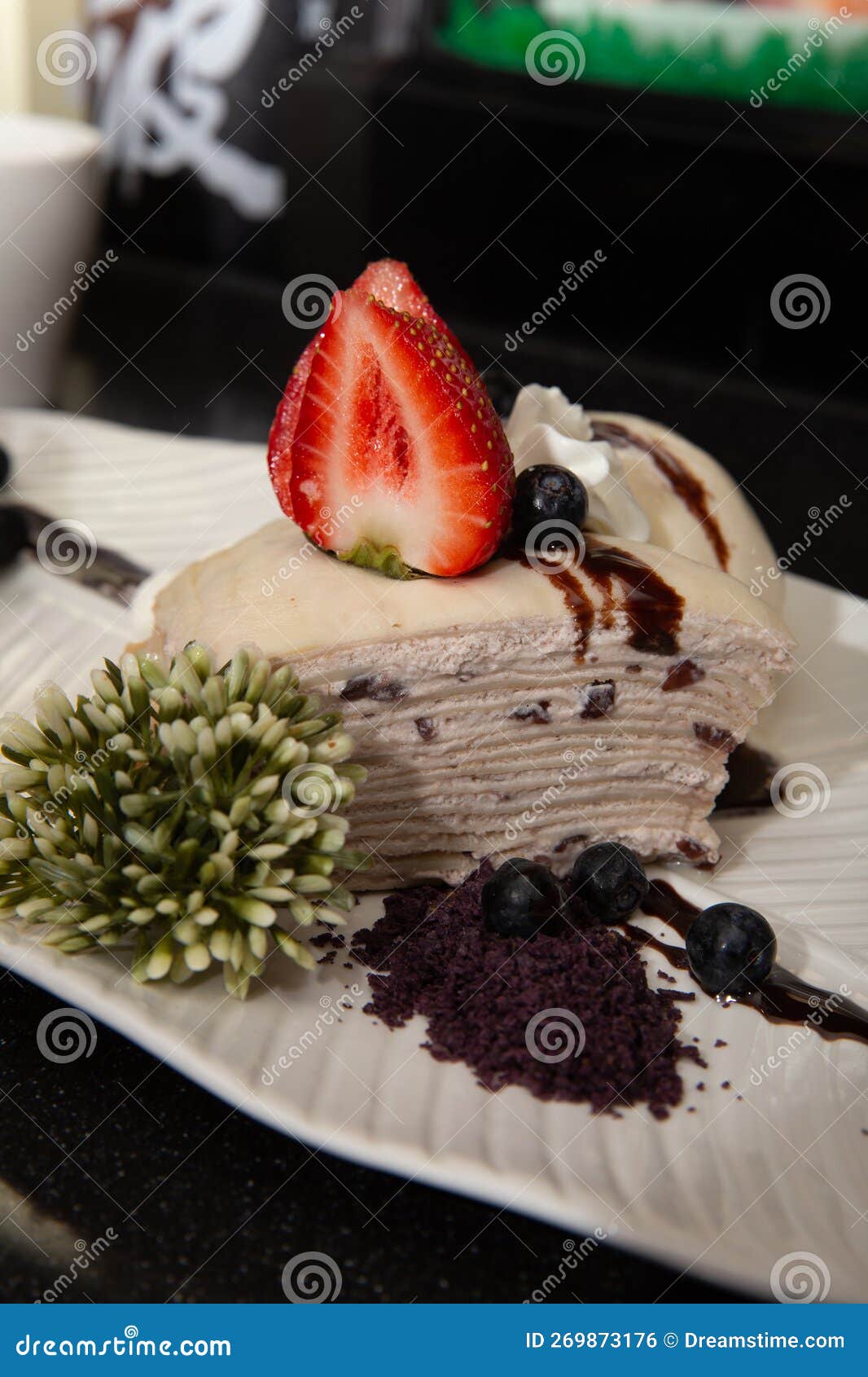 Crepe Cake with Ice Cream stock photo. Image of cream - 269873176