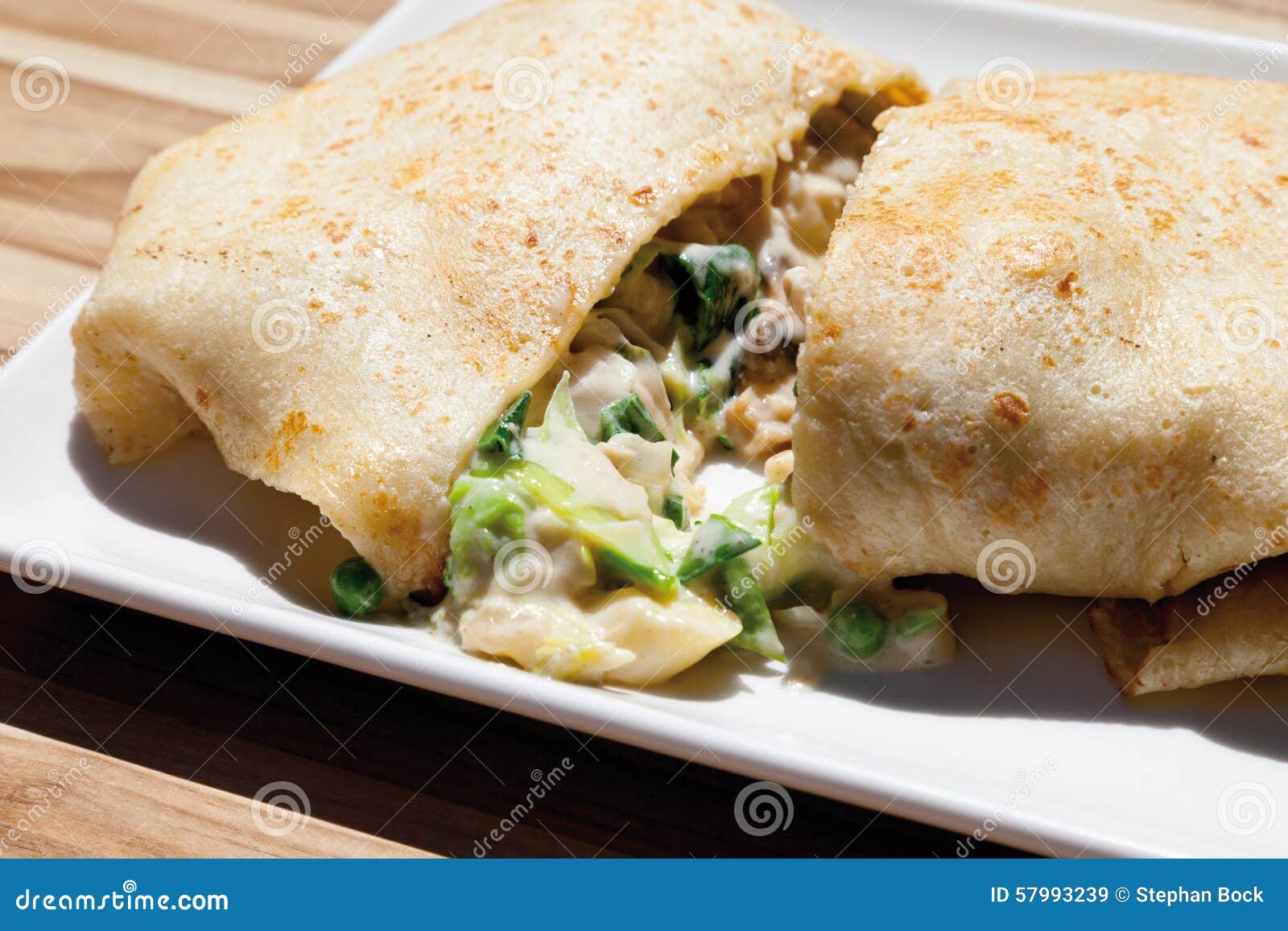 Crepe Filled with Vegetables and Mixed Salad Stock Image - Image of ...