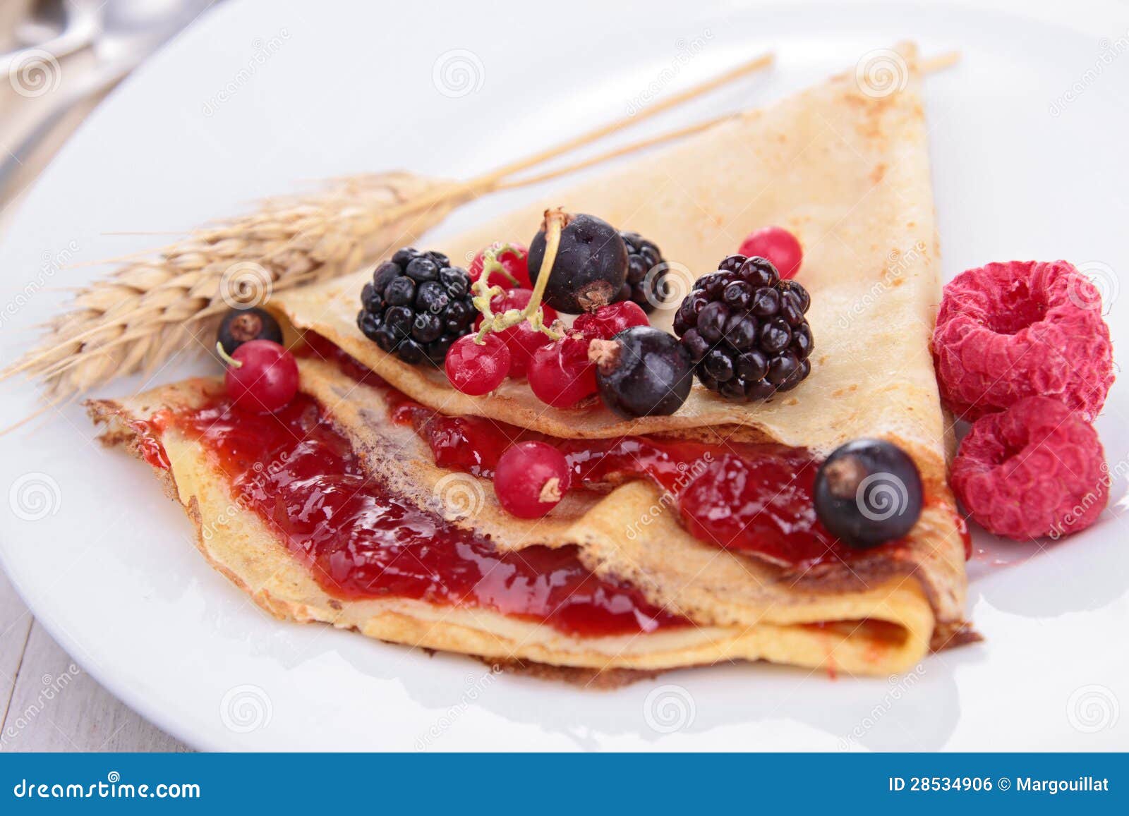 Crepe with Fruit and Chocolate Stock Photo - Image of baked, blackberry ...