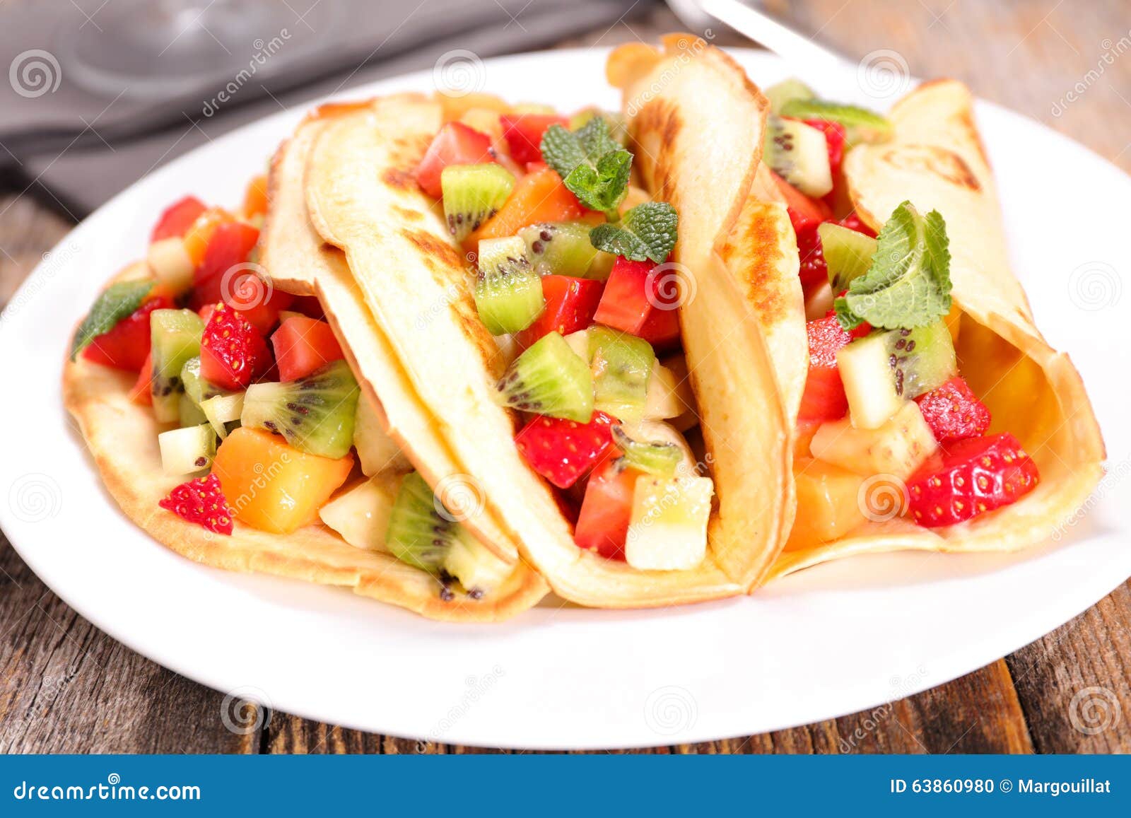 Crepe with fruits stock photo. Image of crepe, fruits - 63860980