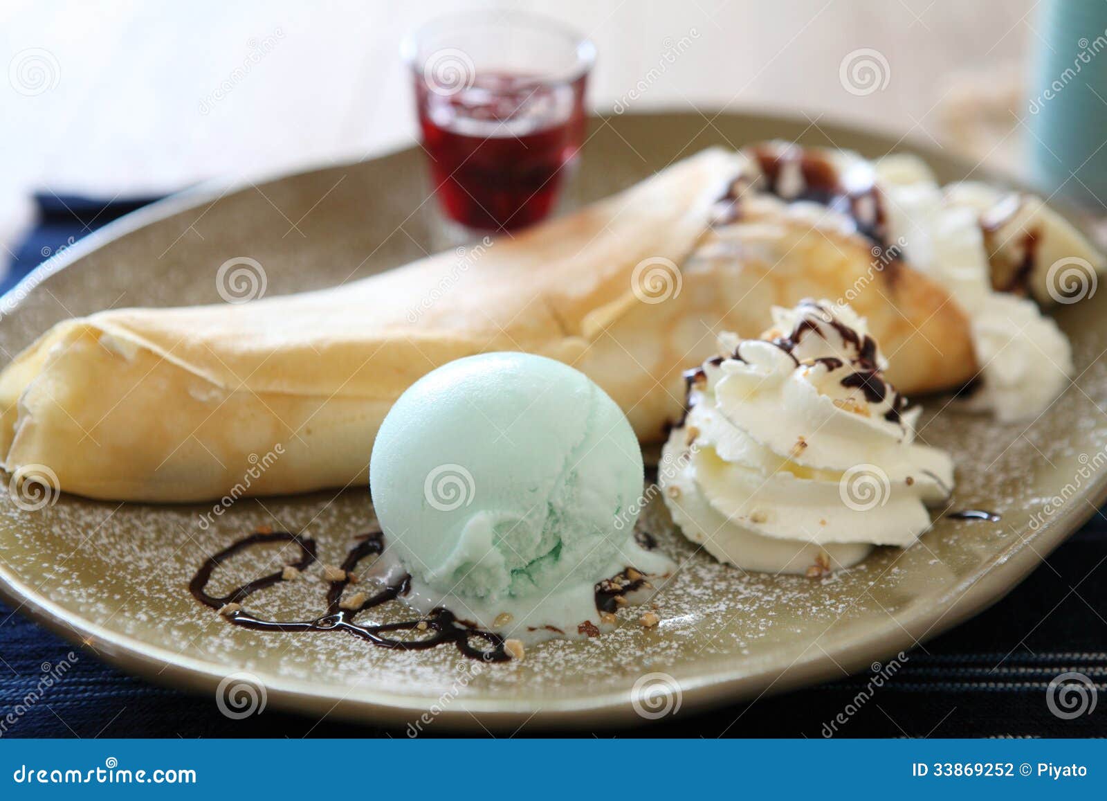 Crepe with ice cream stock photo. Image of closeup, gourmet - 33869252
