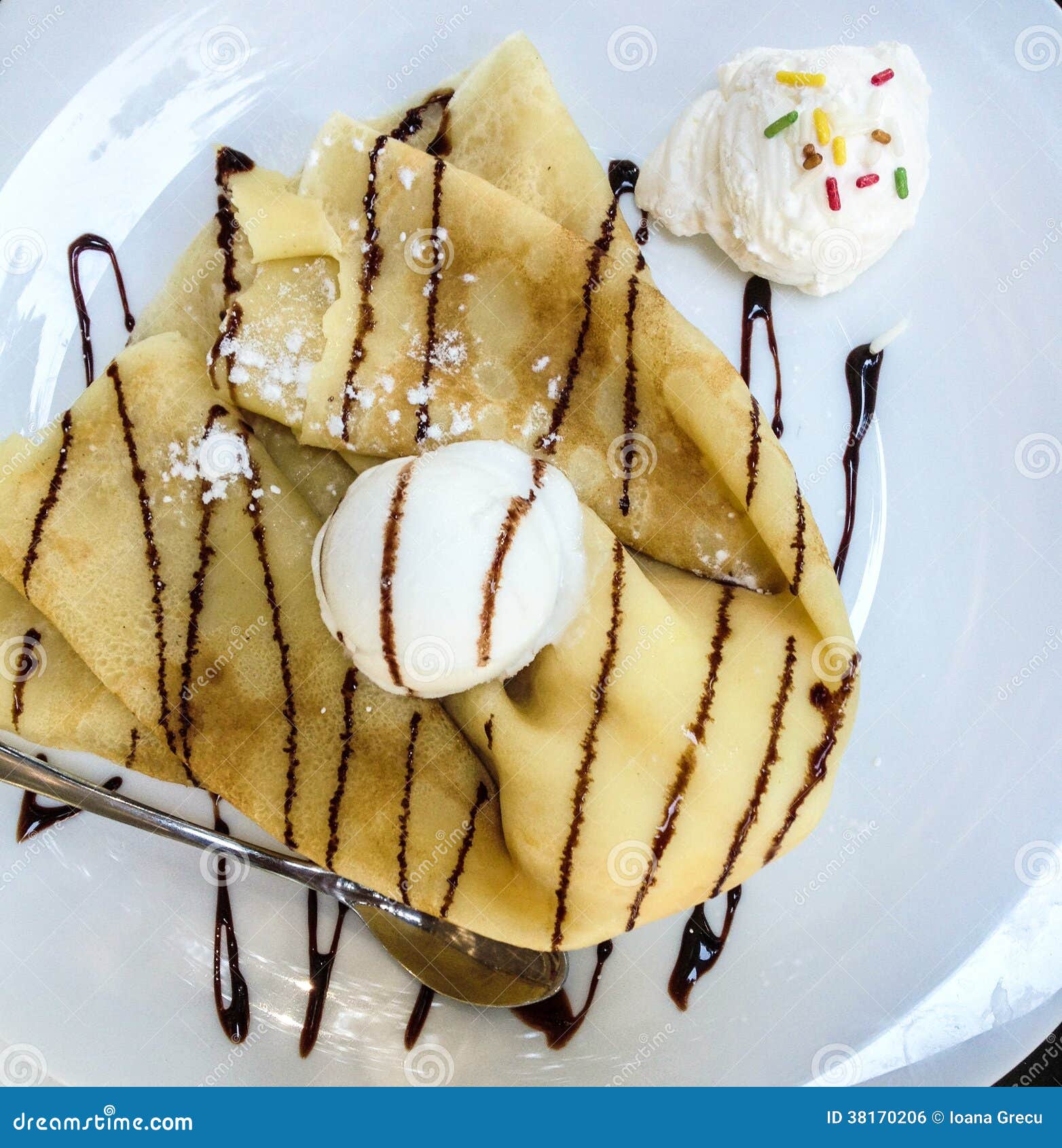 Crepe with ice cream stock photo. Image of tasty, icecream - 38170206