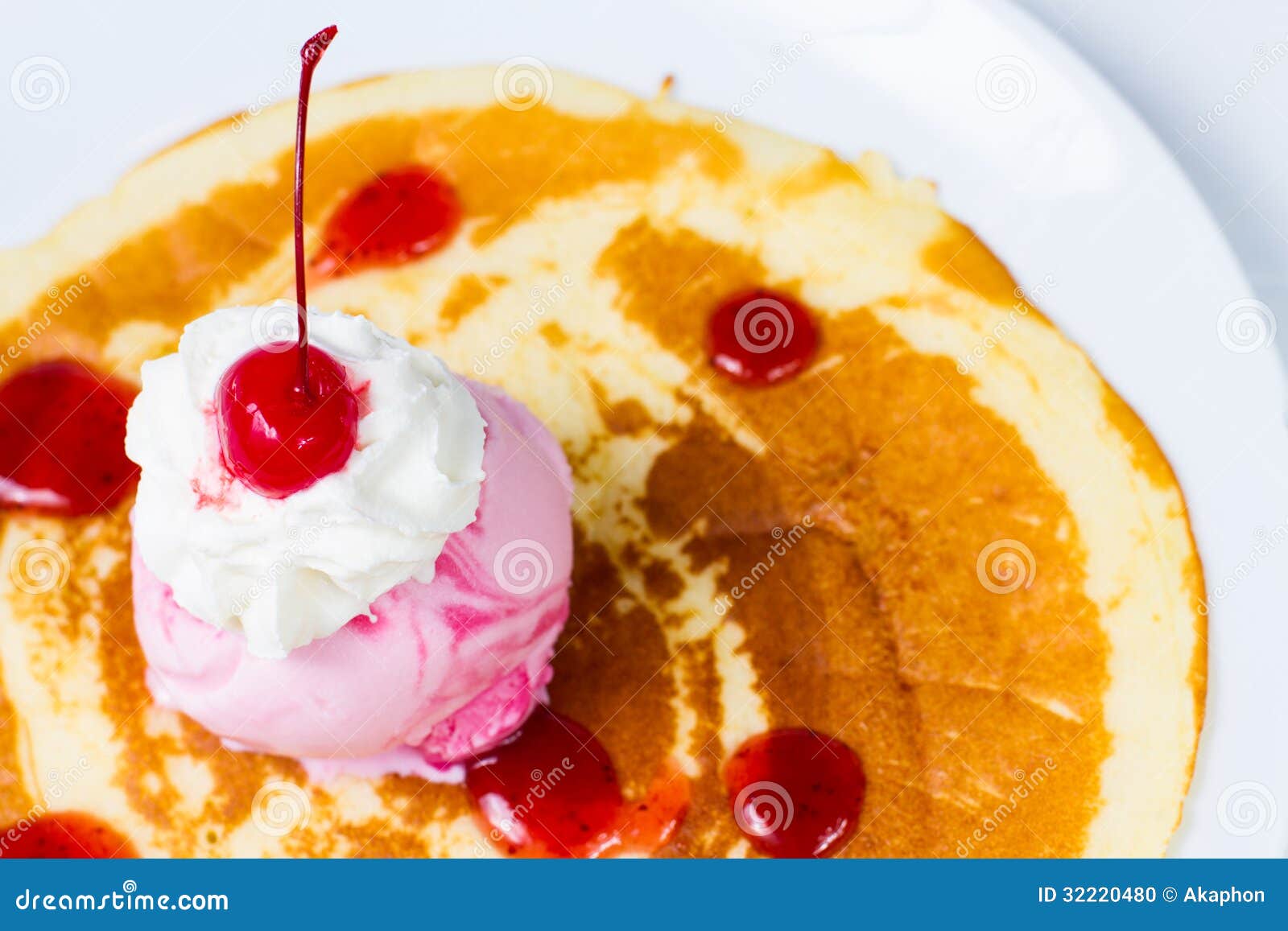 Crepe with Ice Cream Strawberry Stock Photo - Image of dish, baked ...