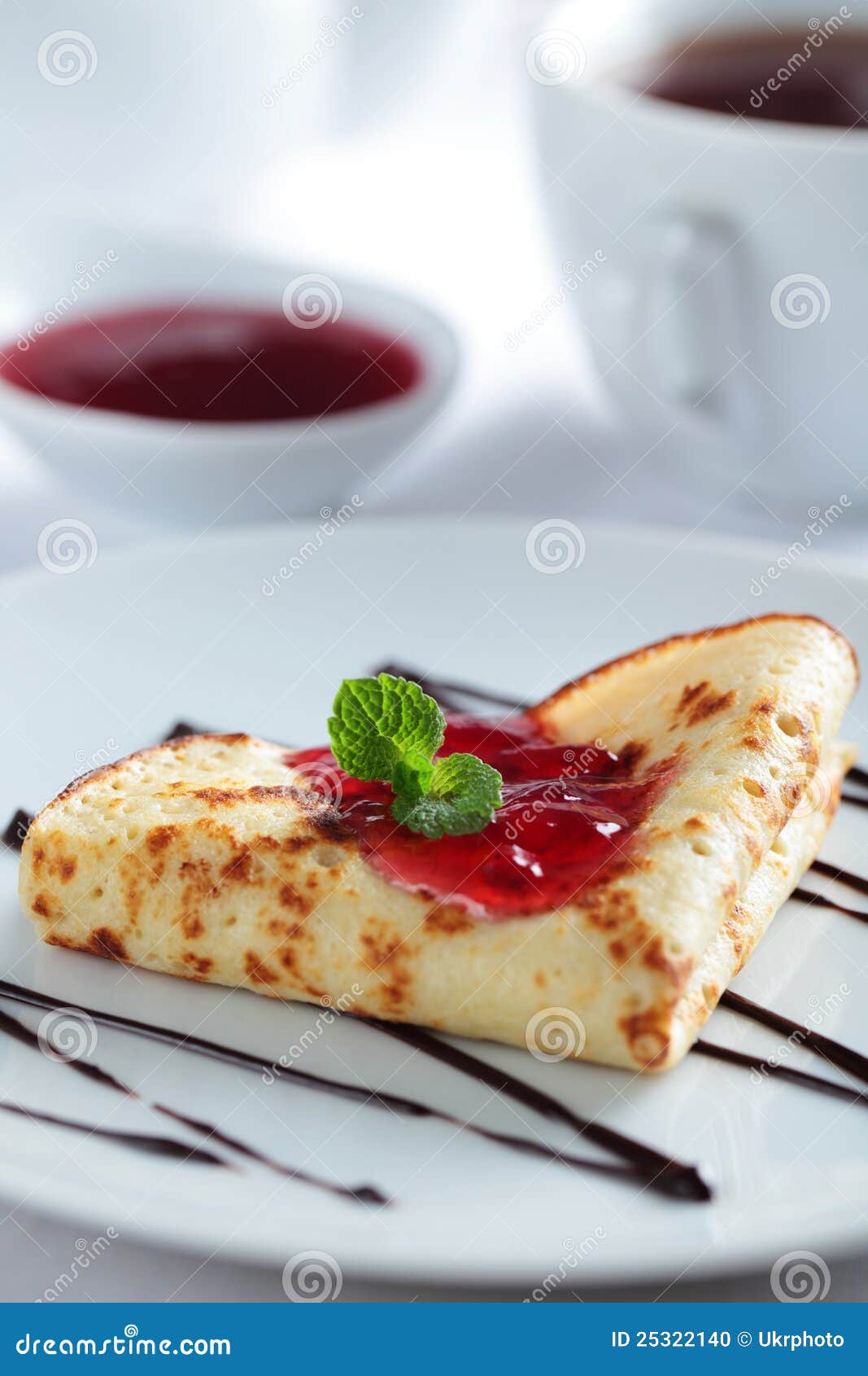Crepe with jam stock photo. Image of black, leaf, meal - 25322140