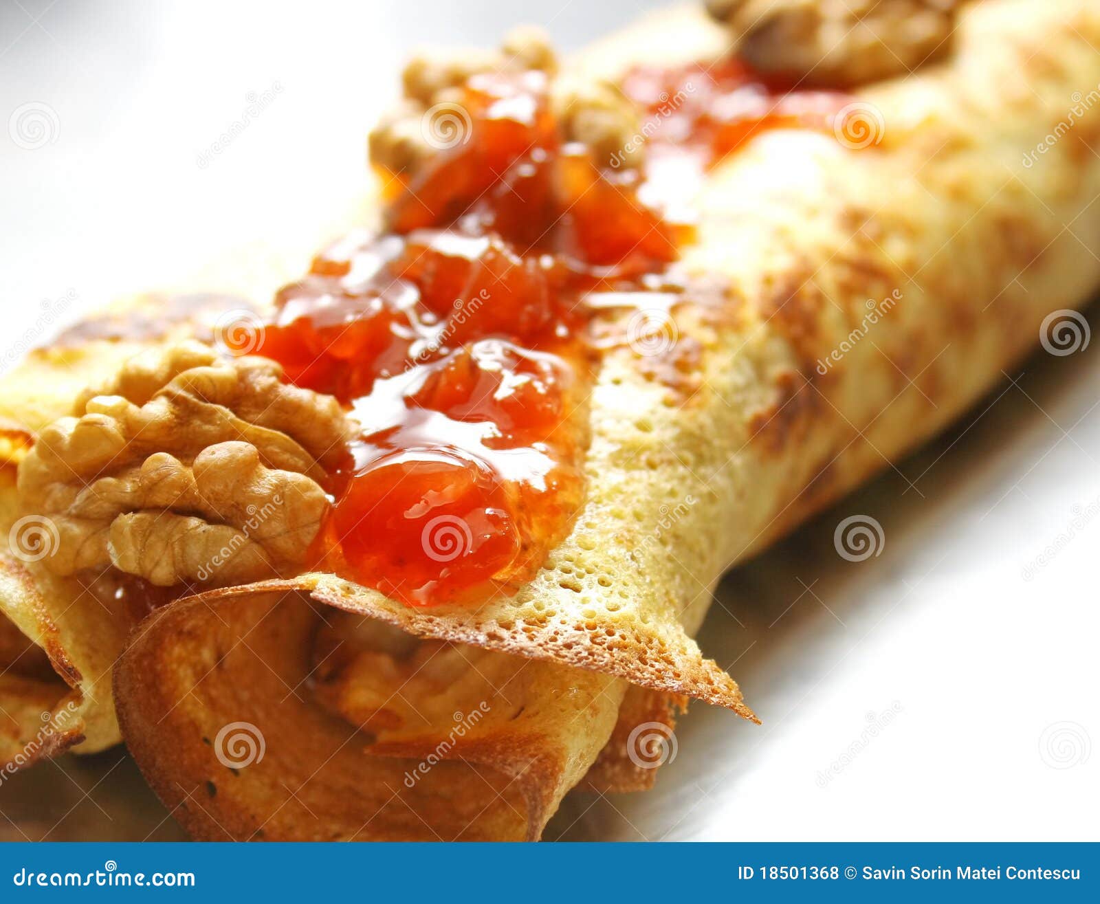 Crepe with Jam and Walnuts stock photo. Image of bakery - 18501368