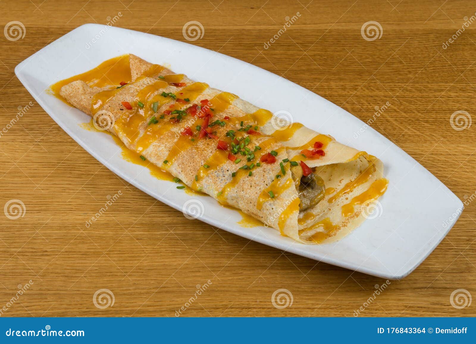 Crepe with meat stock photo. Image of cheese, food, cream - 176843364