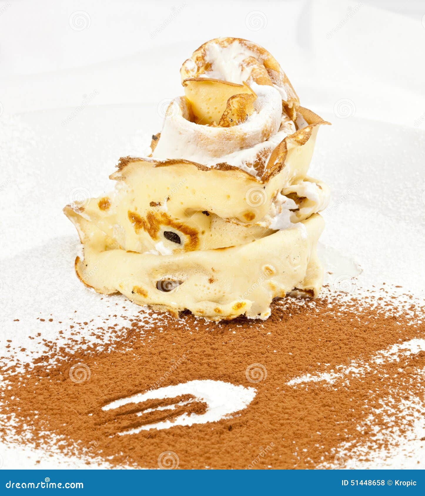 Crepe Pancake with Whipped Cram Stock Photo - Image of delicious ...