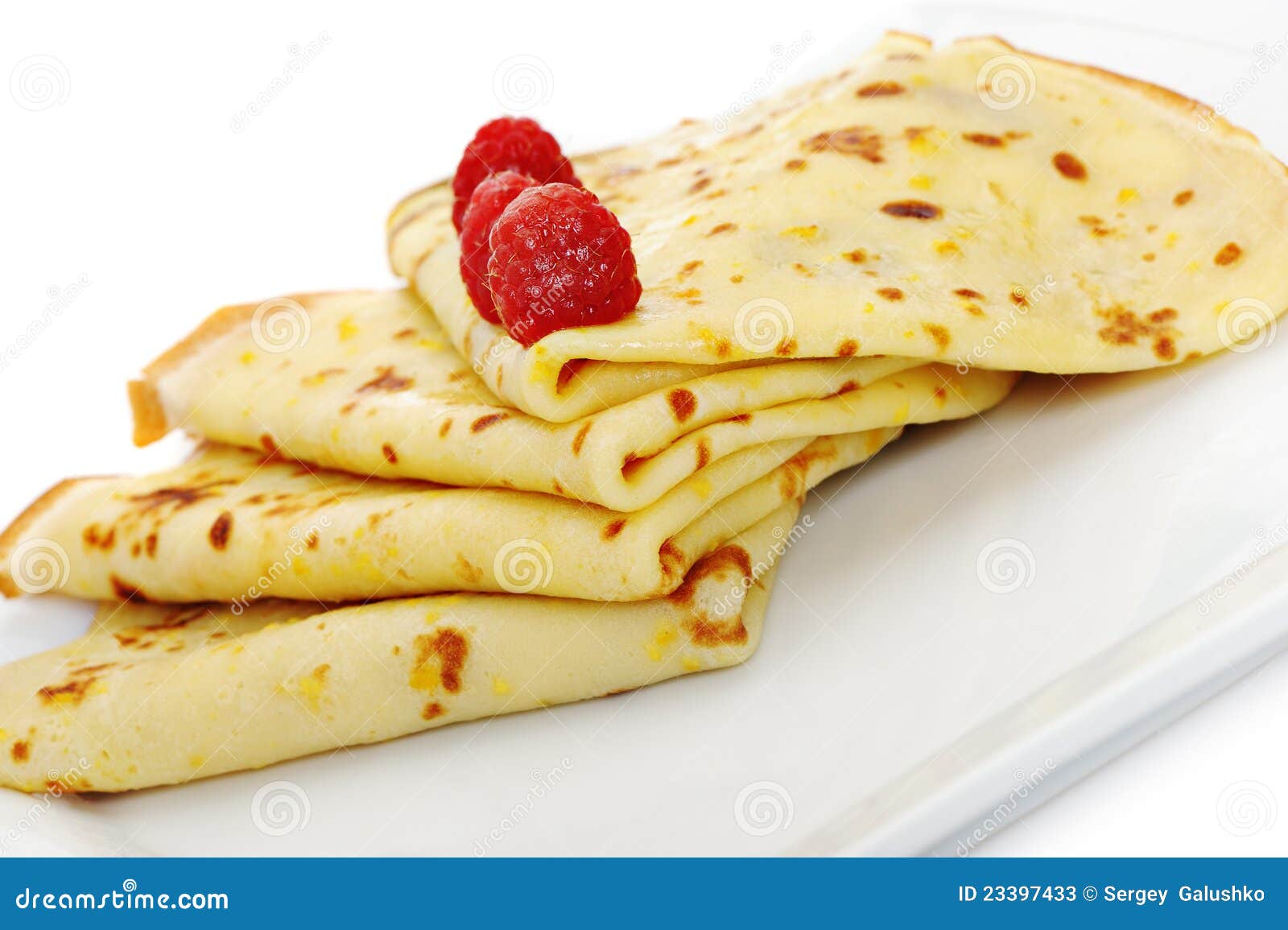 Crepe on a Plate with a Raspberry Stock Image - Image of homemade ...