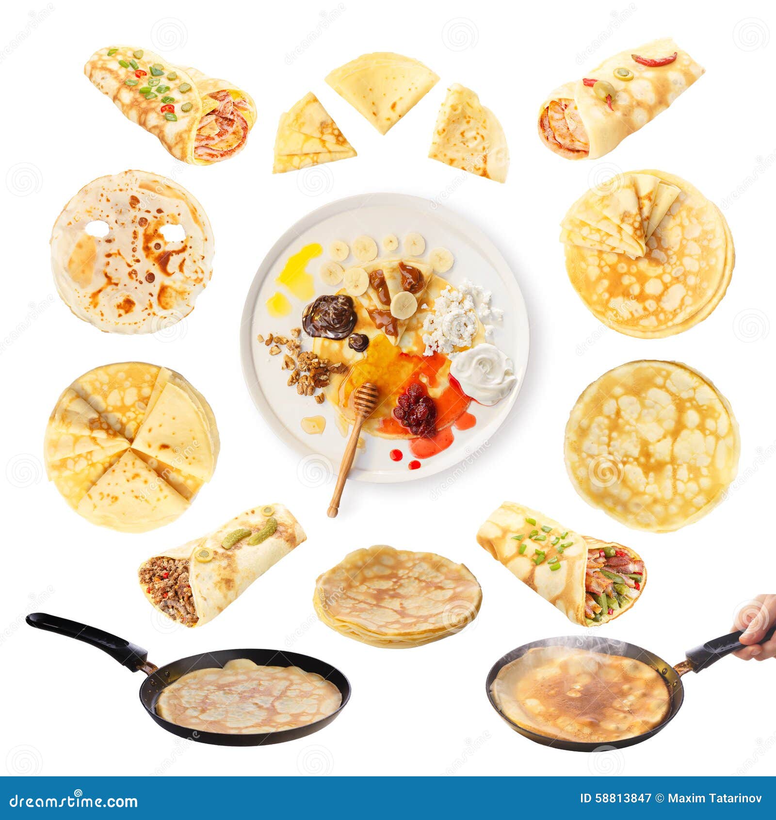 Crepe set isolated stock image. Image of tasty, caviar - 58813847