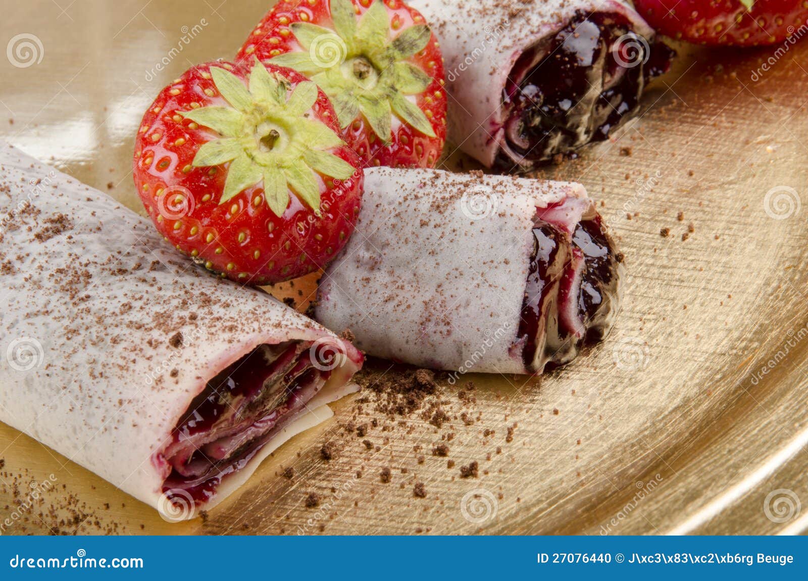 Crepe with Strawberries and Jam Stock Photo - Image of european, fried ...