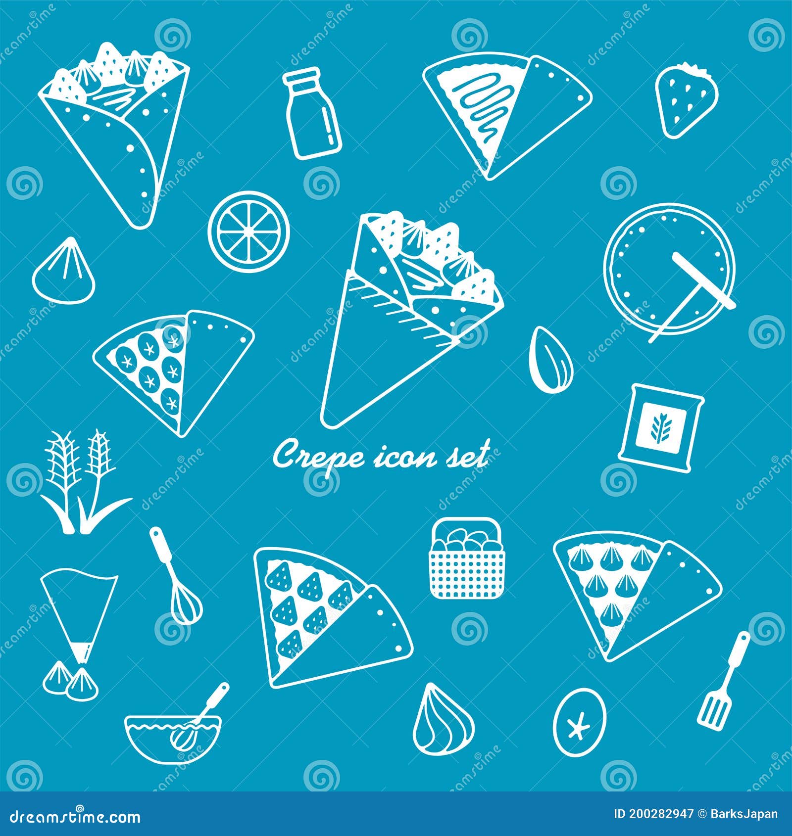 Crepe & Sweets Icon Illustration Set Stock Vector - Illustration of ...
