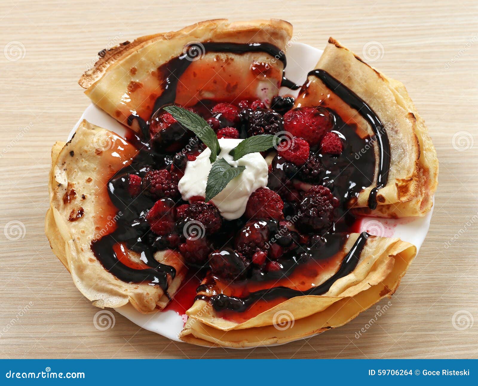 Crepes with Berries and Chocolate Stock Photo - Image of gourmet ...