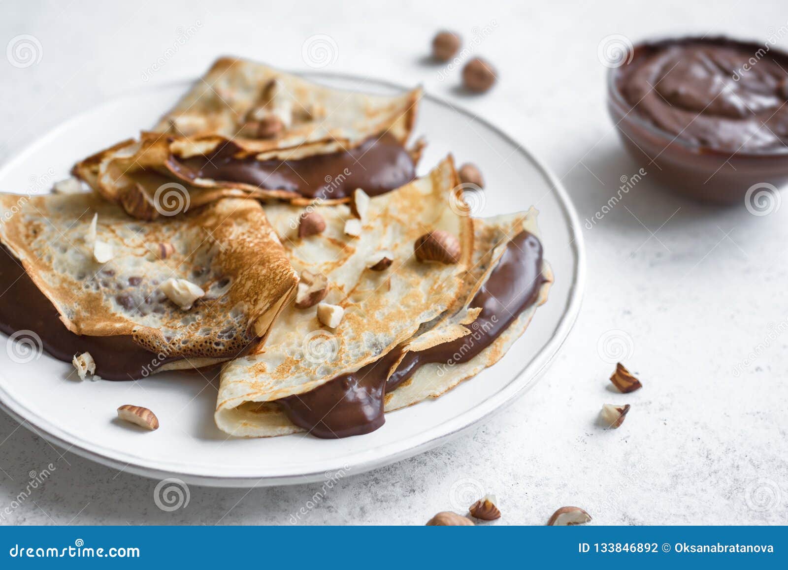 Crepes with Chocolate and Nuts Stock Photo - Image of concrete, filled ...