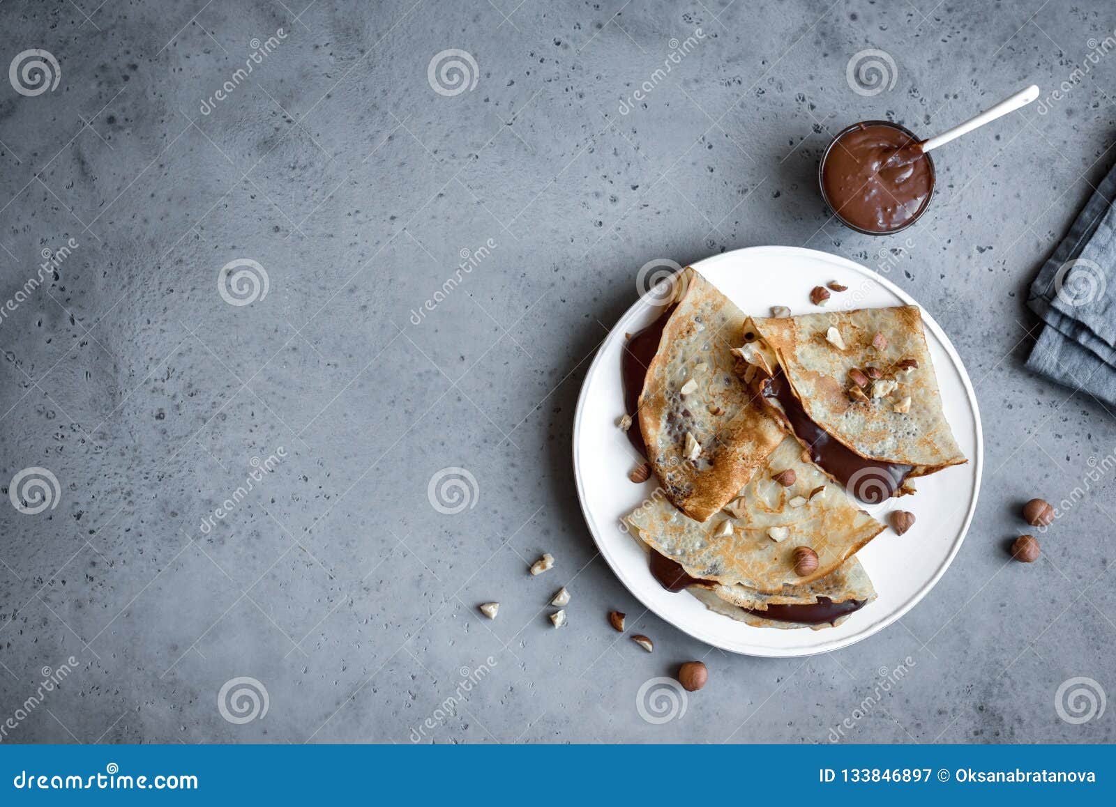 Crepes with Chocolate and Nuts Stock Image - Image of nutella, fork ...