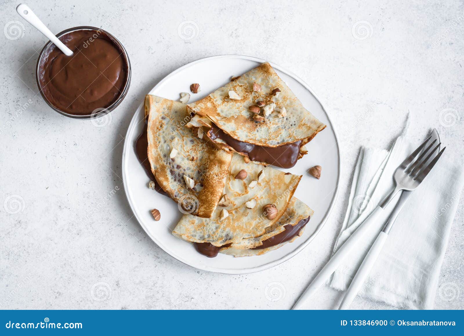 Crepes with Chocolate and Nuts Stock Photo - Image of healthy, morning ...