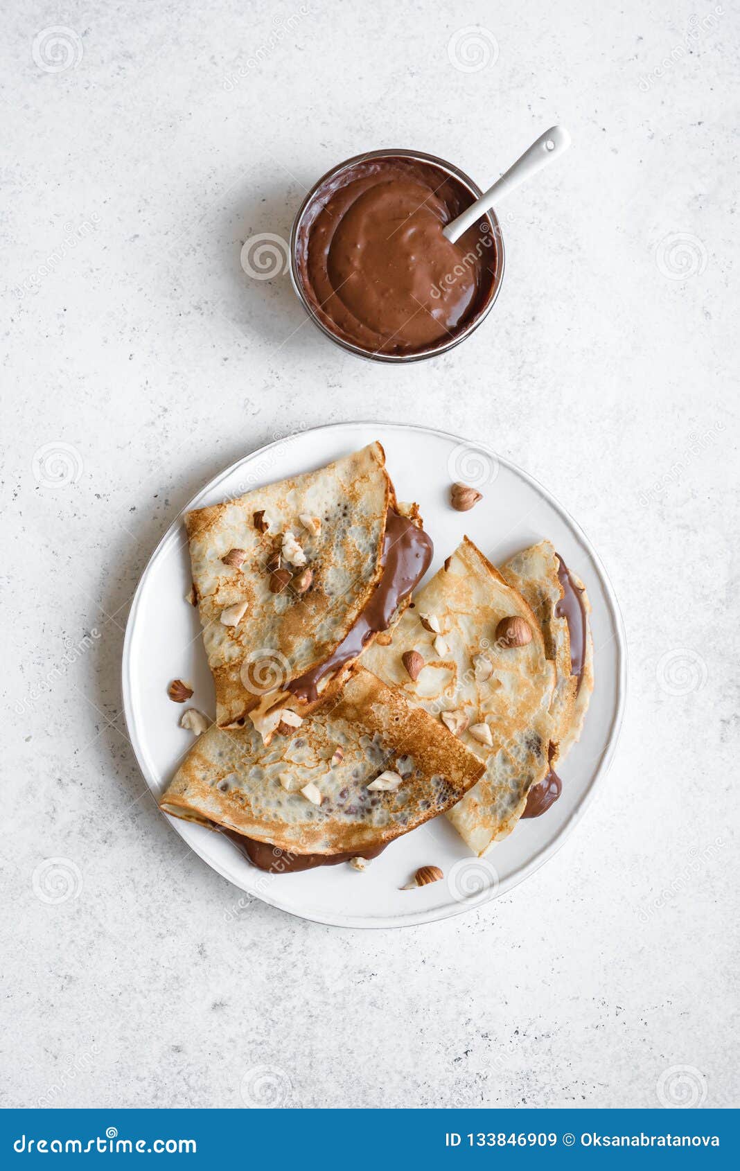Crepes with Chocolate and Nuts Stock Image - Image of grey, healthy ...