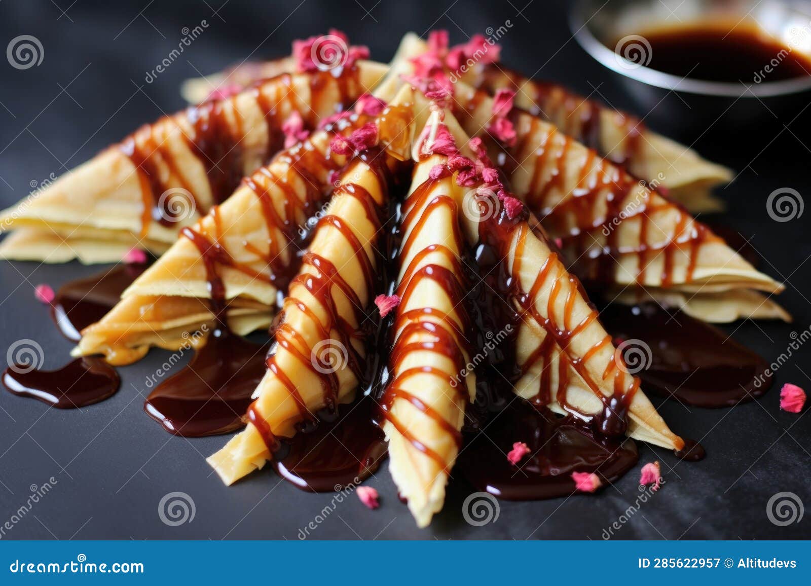 Crepes Folded into Triangles with Syrup Drizzle Stock Illustration ...