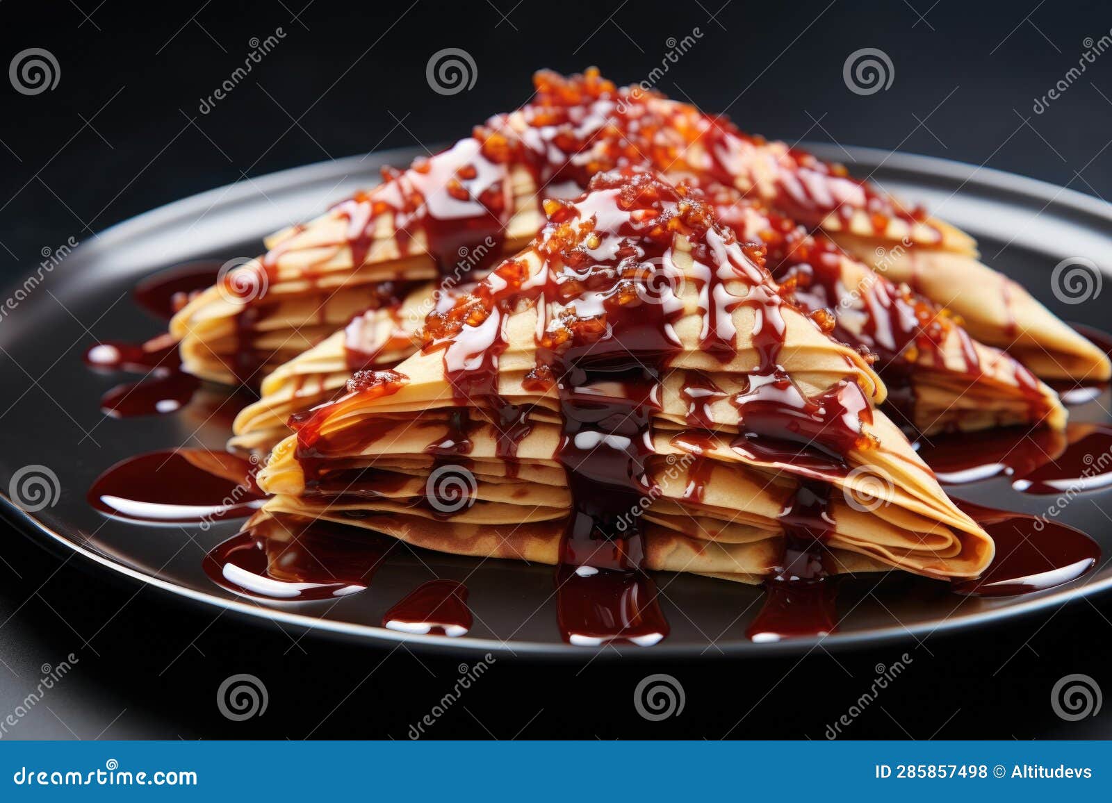 Crepes Folded into Triangles with Syrup Drizzle Stock Photo - Image of ...