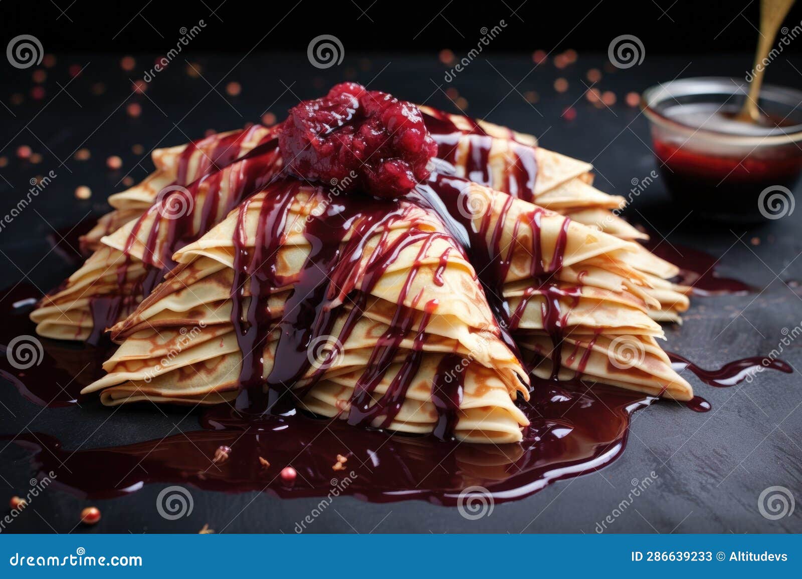 Crepes Folded into Triangles with Syrup Drizzle Stock Illustration ...