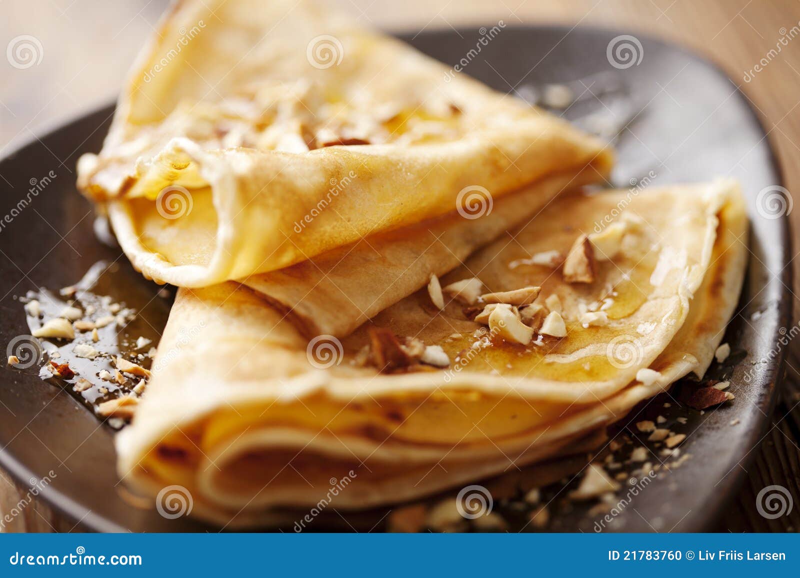 Crepes with Honey or Syrup and Roasted Nuts Stock Photo - Image of ...