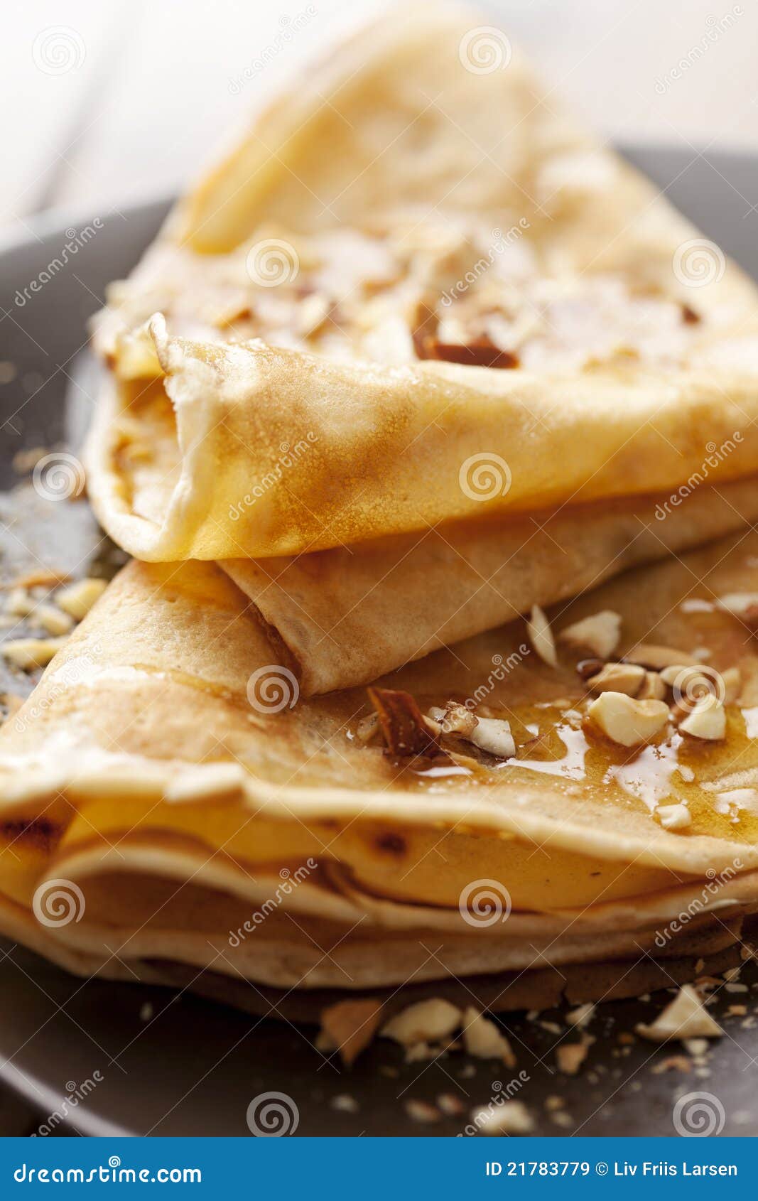Crepes with Honey or Syrup and Roasted Nuts Stock Image - Image of ...