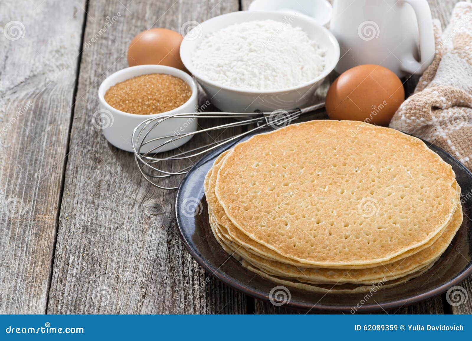 Crepes and Ingredients for Their Preparation, Close-up Stock Image ...