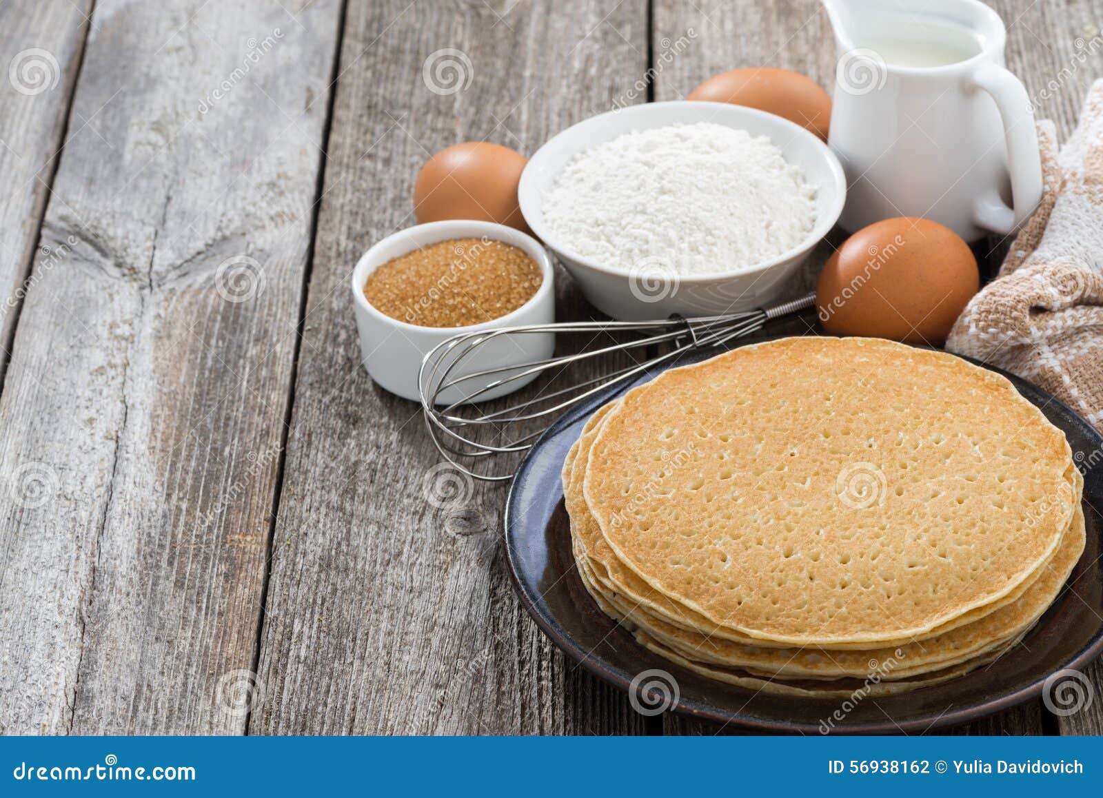 Crepes and Ingredients for Their Preparation Stock Photo - Image of ...