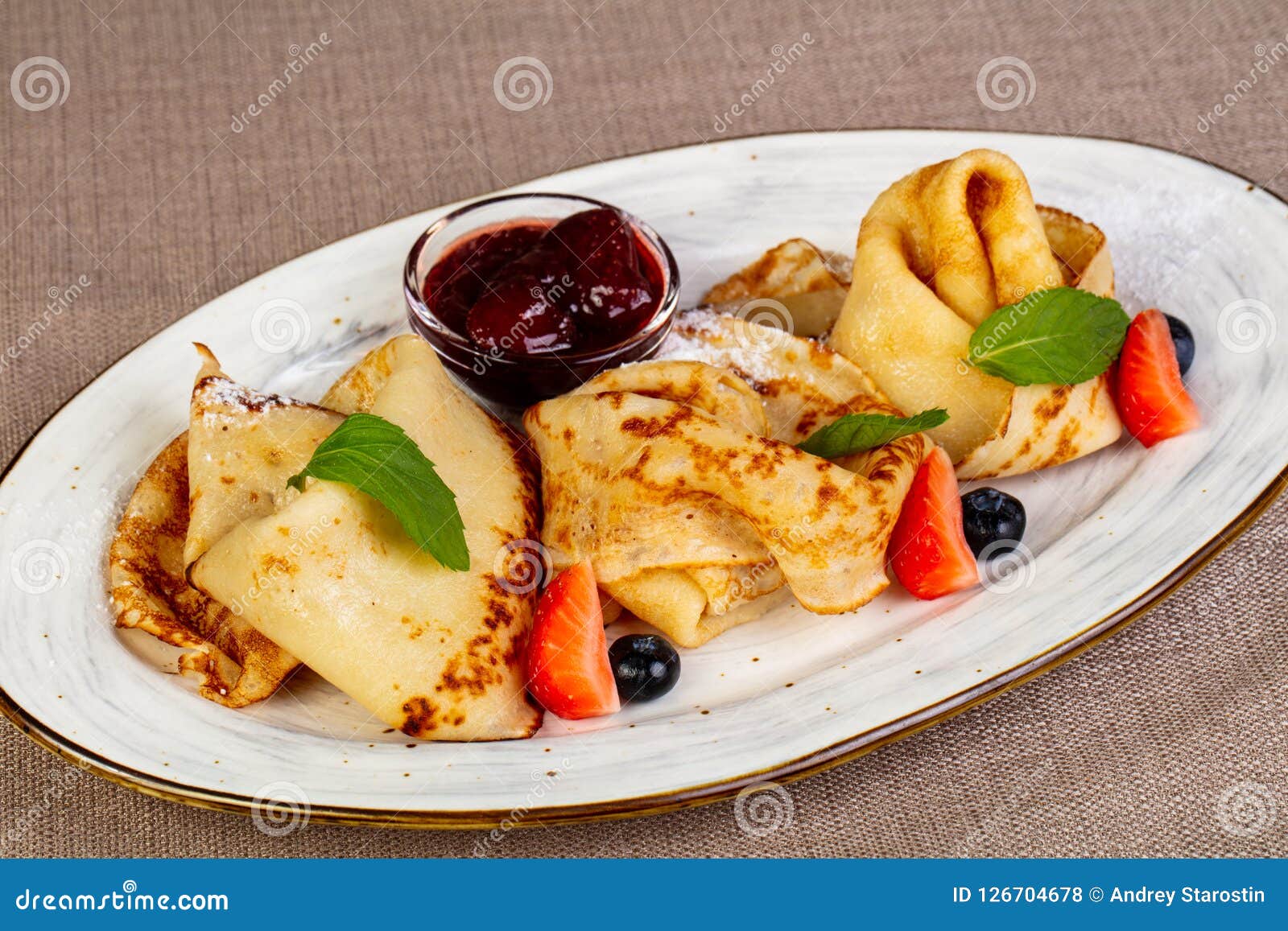 Crepes with jam stock photo. Image of marmalade, berry - 126704678