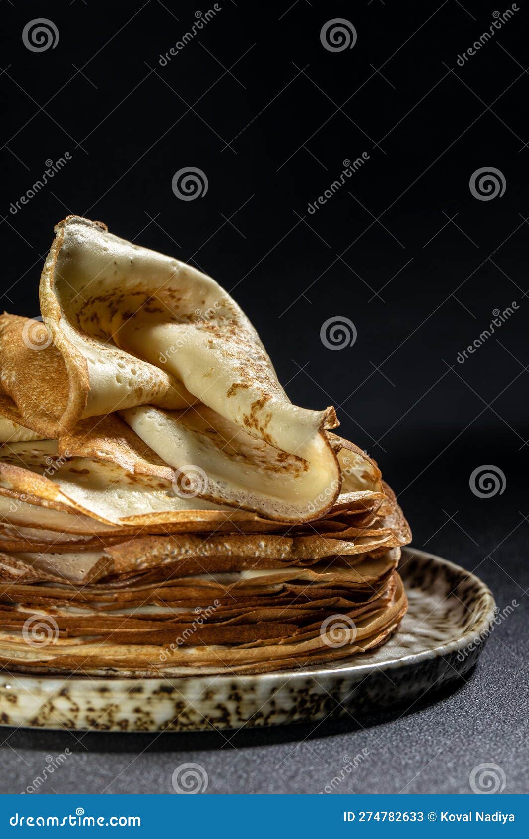 Crepes on Plate. Homemade Thin Fresh Crepes for Breakfast or Dessert ...