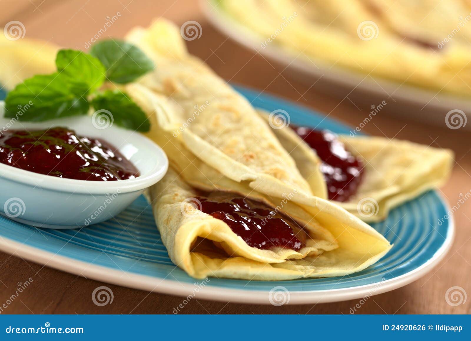 Crepes with Strawberry jam stock photo. Image of fresh - 24920626
