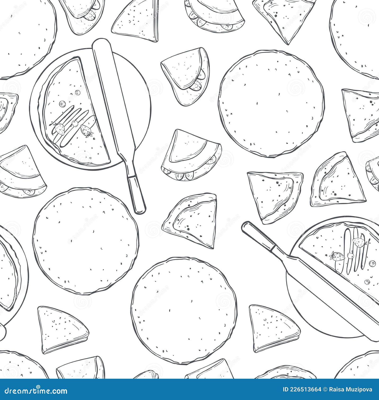 Crepes, Thin Pancakes. Vector Pattern Stock Vector - Illustration of ...