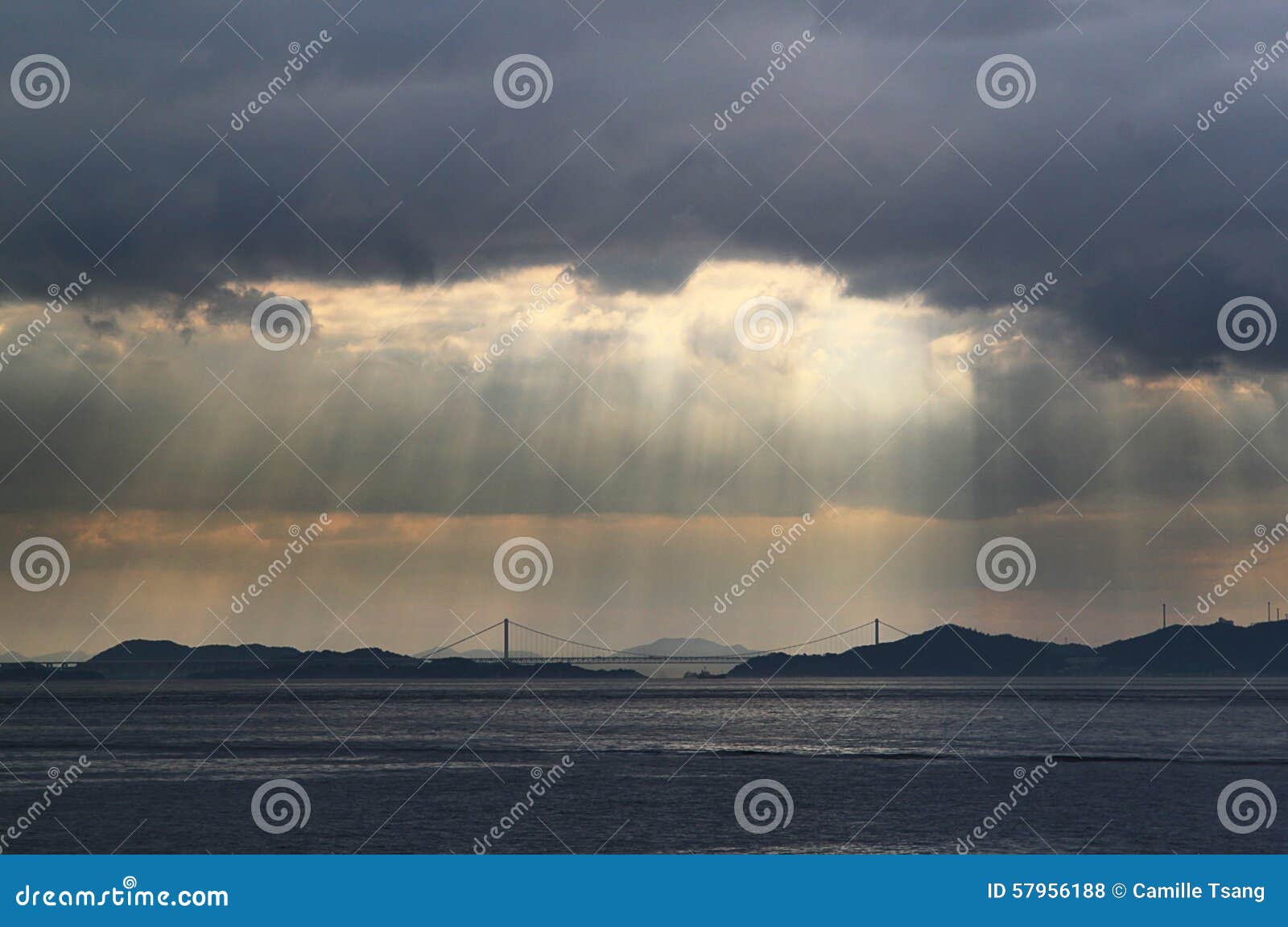 Crepuscular Sun Rays From The Hidden Sun Through Clouds With Silver ...