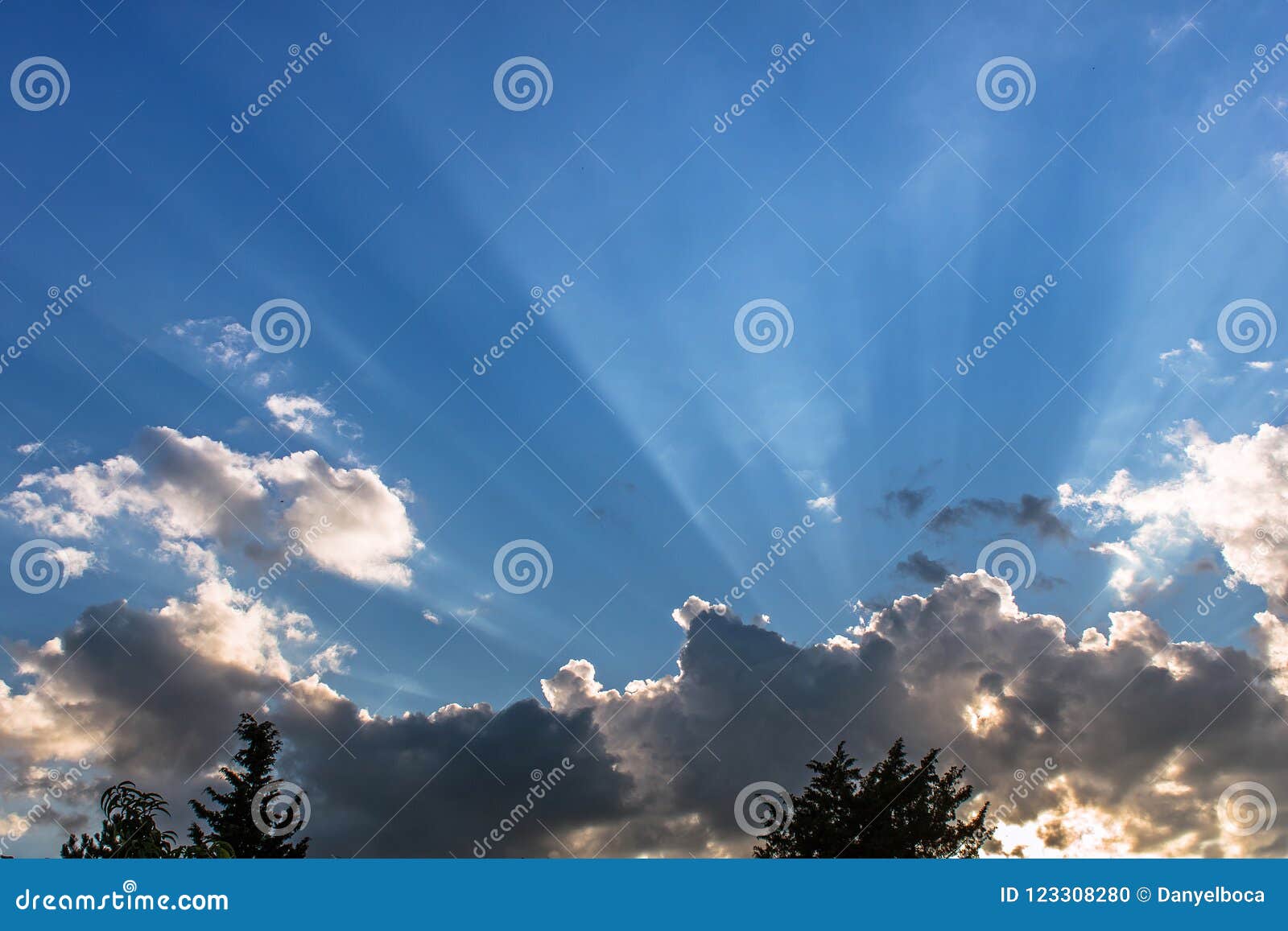 Crepuscular Rays at the Sunset. Stock Photo - Image of sunlight ...
