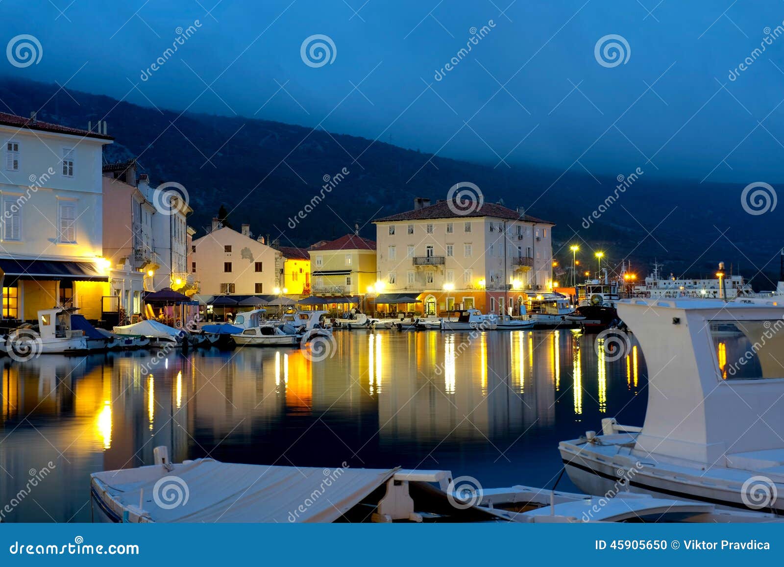 Cres by night stock photo. Image of mediterranean, city - 45905650