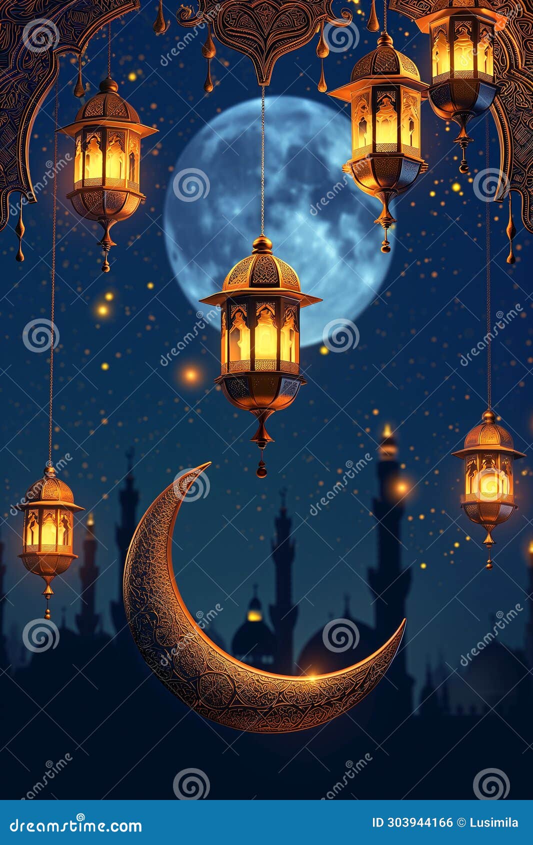 Crescent background design stock photo. Image of islam - 303944166