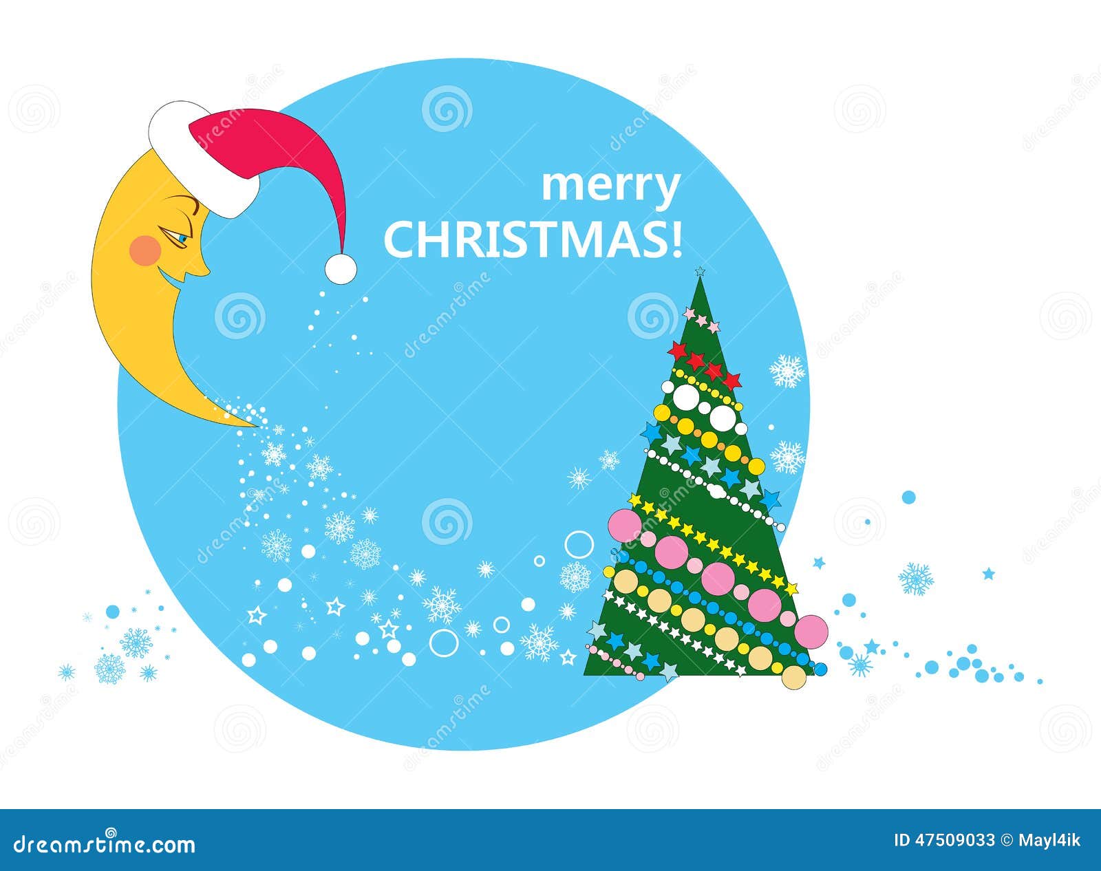 Crescent, Christmas Tree and Stars Stock Vector - Illustration of ...
