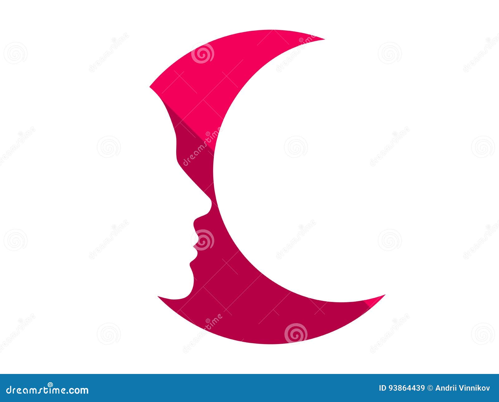 Crescent with a Face. Female Face in Profile Stock Vector ...