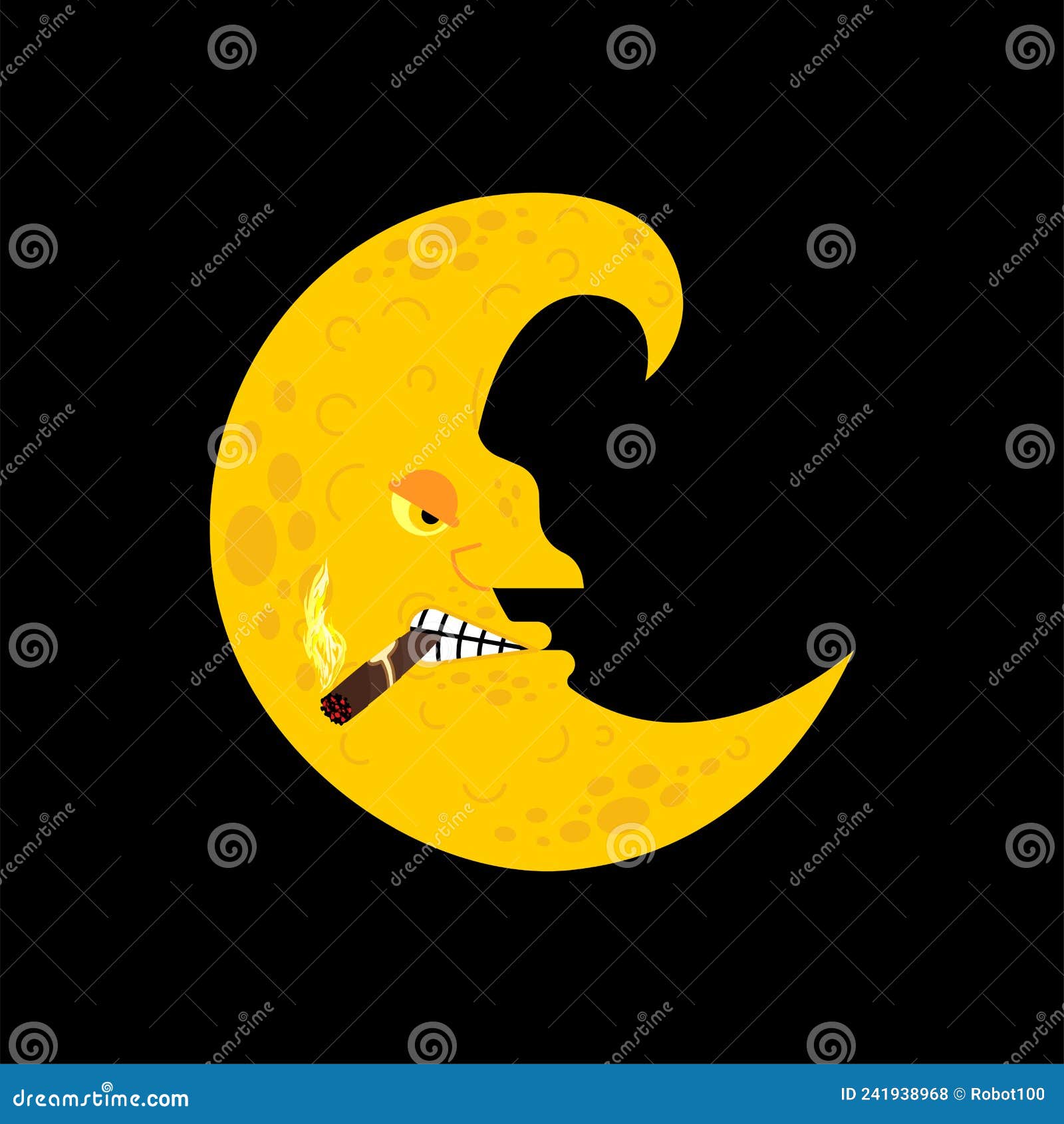 Crescent Face Isolated. Moon with Face Stock Vector - Illustration of ...