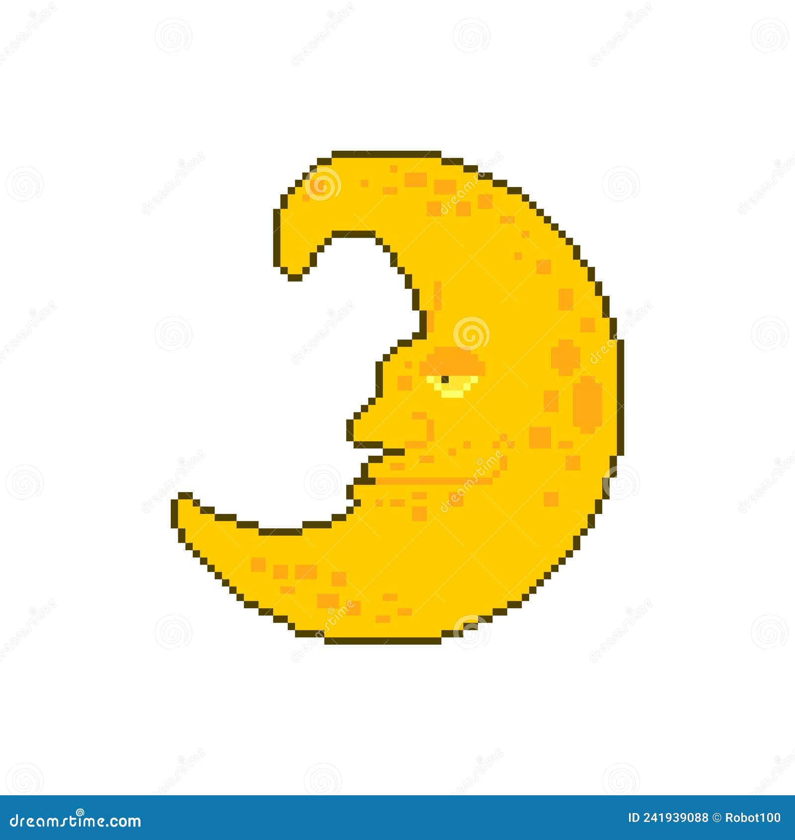Crescent Face Pixel Art Pattern Seamless. 8 Bit Moon With Face ...