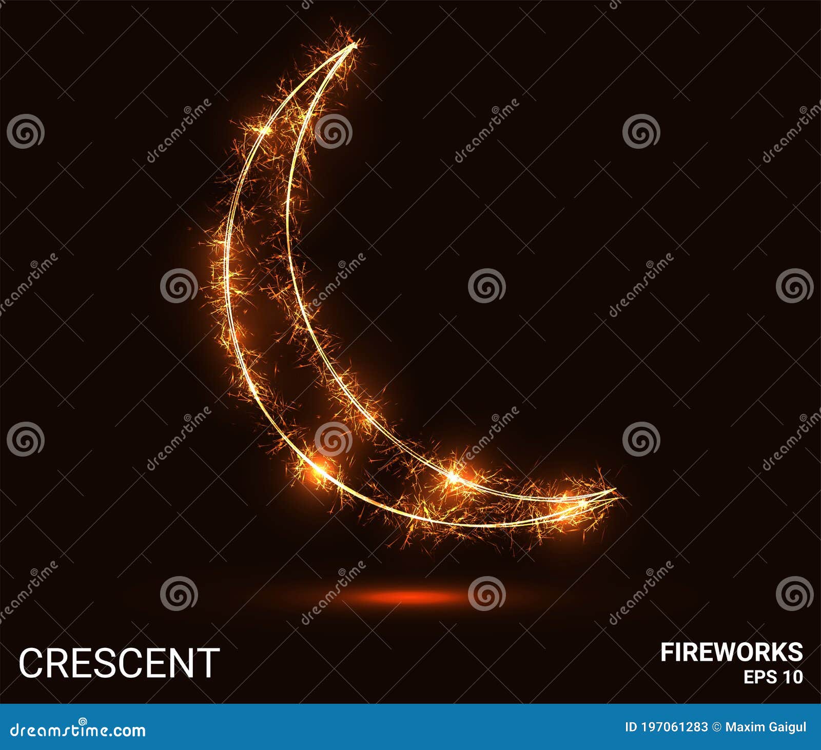 Crescent Fireworks. the Crescent Consists of Sparks and Fire. Festive ...