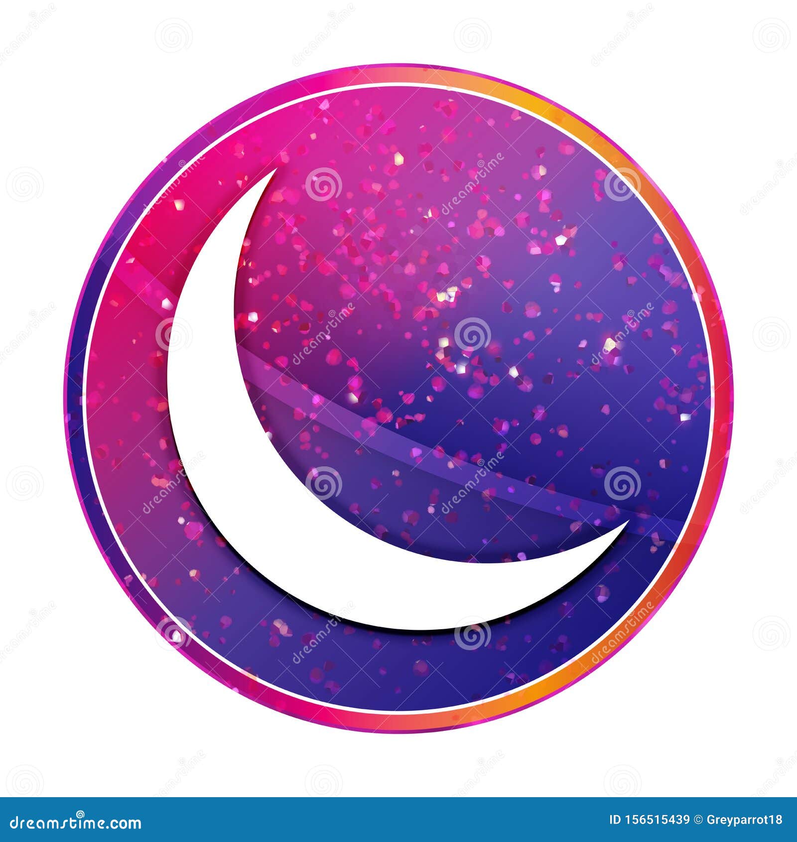 Crescent Half Moon Icon Creative Trendy Colorful Round Button ...