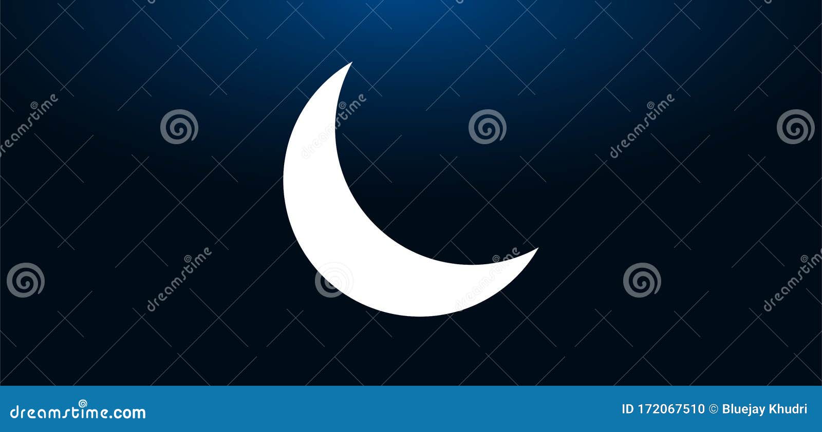 Crescent Half Moon Icon Crystal Blue Banner Background Stock ...