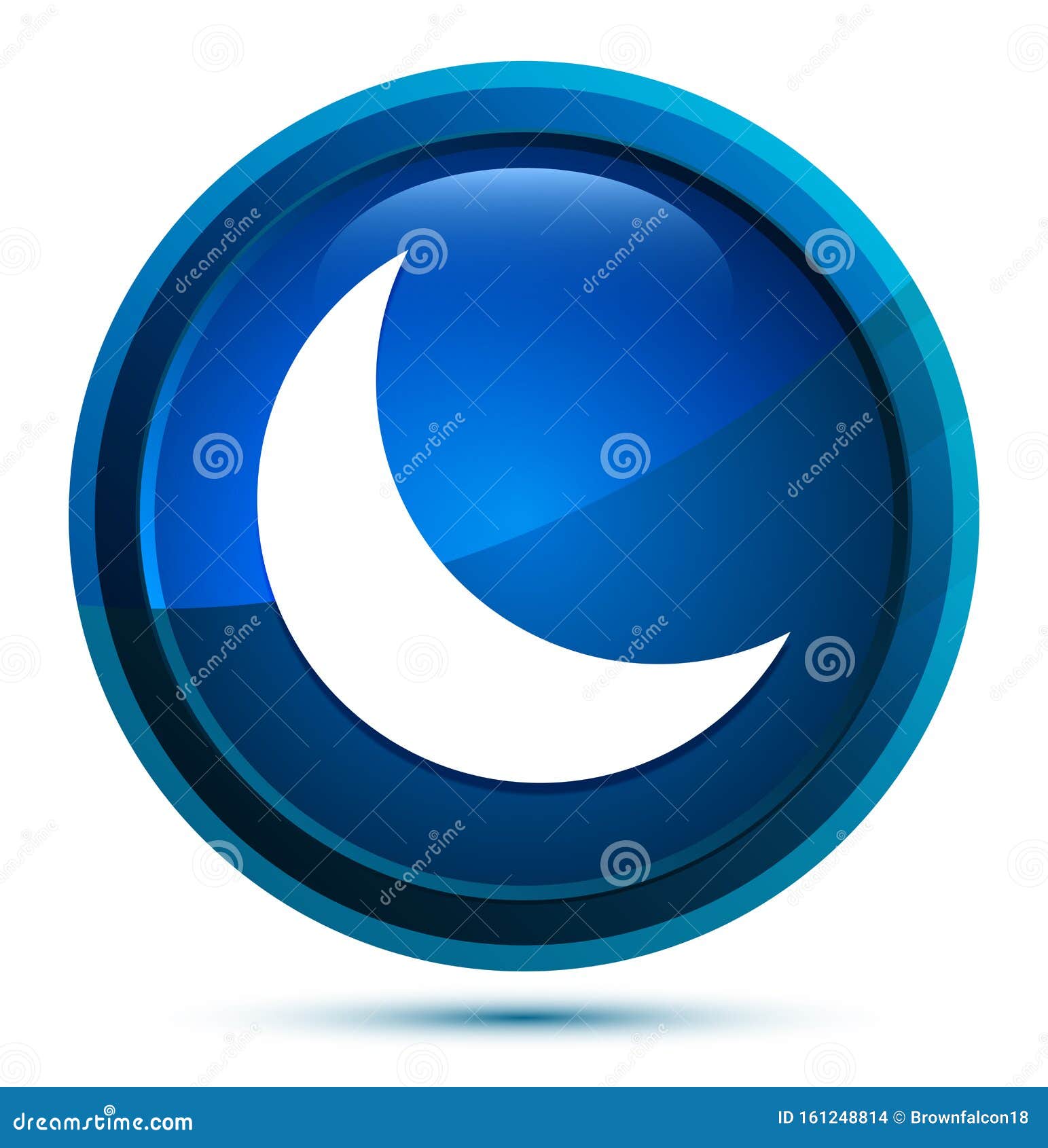 Crescent Half Moon Icon Elegant Blue Round Button Illustration Stock ...