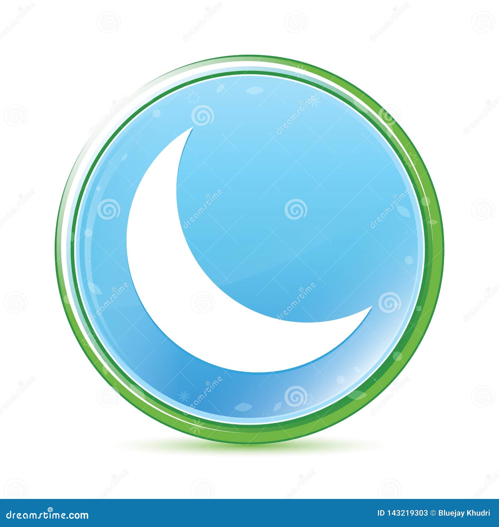 Crescent Half Moon Icon Natural Aqua Cyan Blue Round Button Stock ...