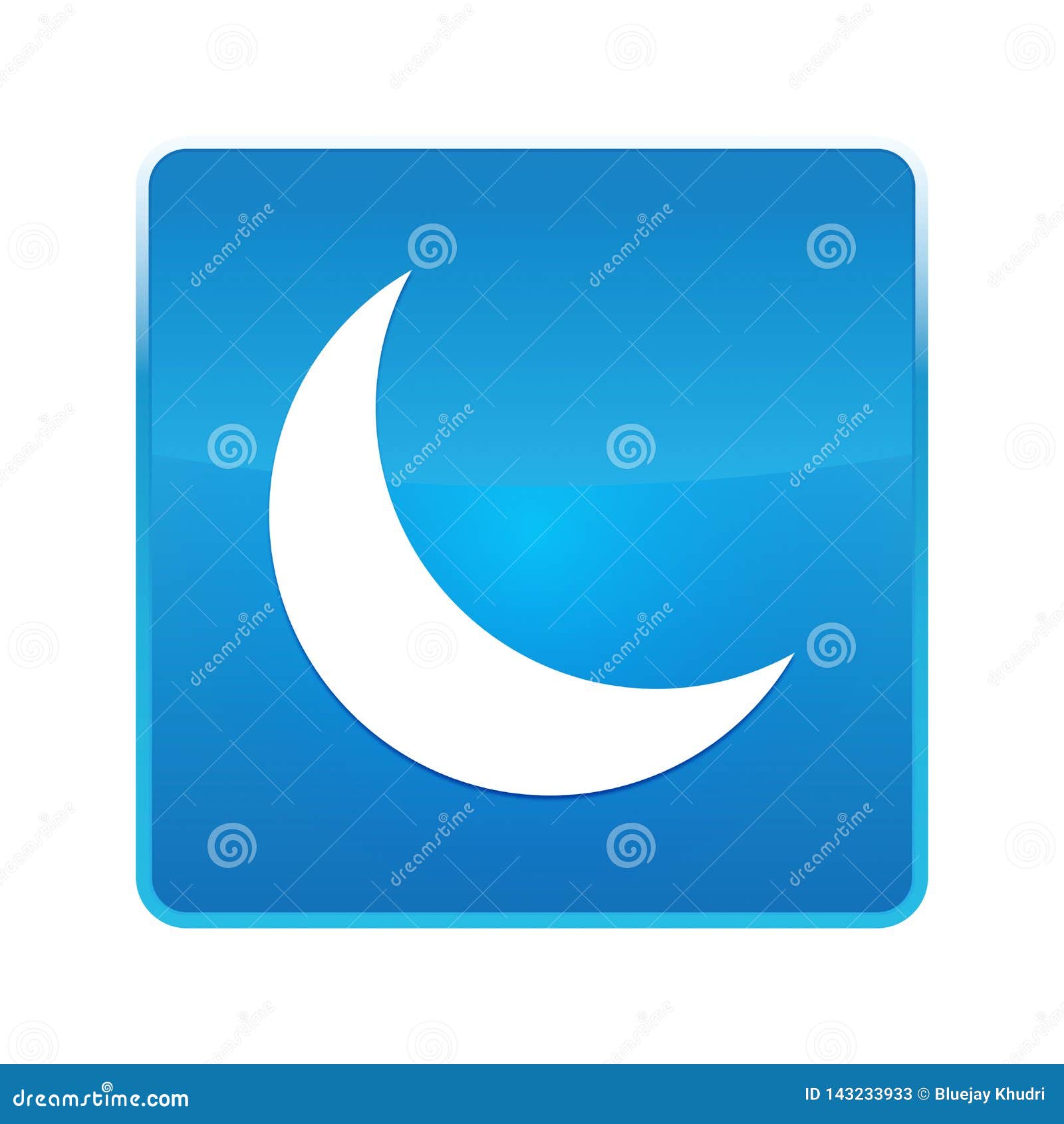Crescent Half Moon Icon Shiny Blue Square Button Stock Illustration ...
