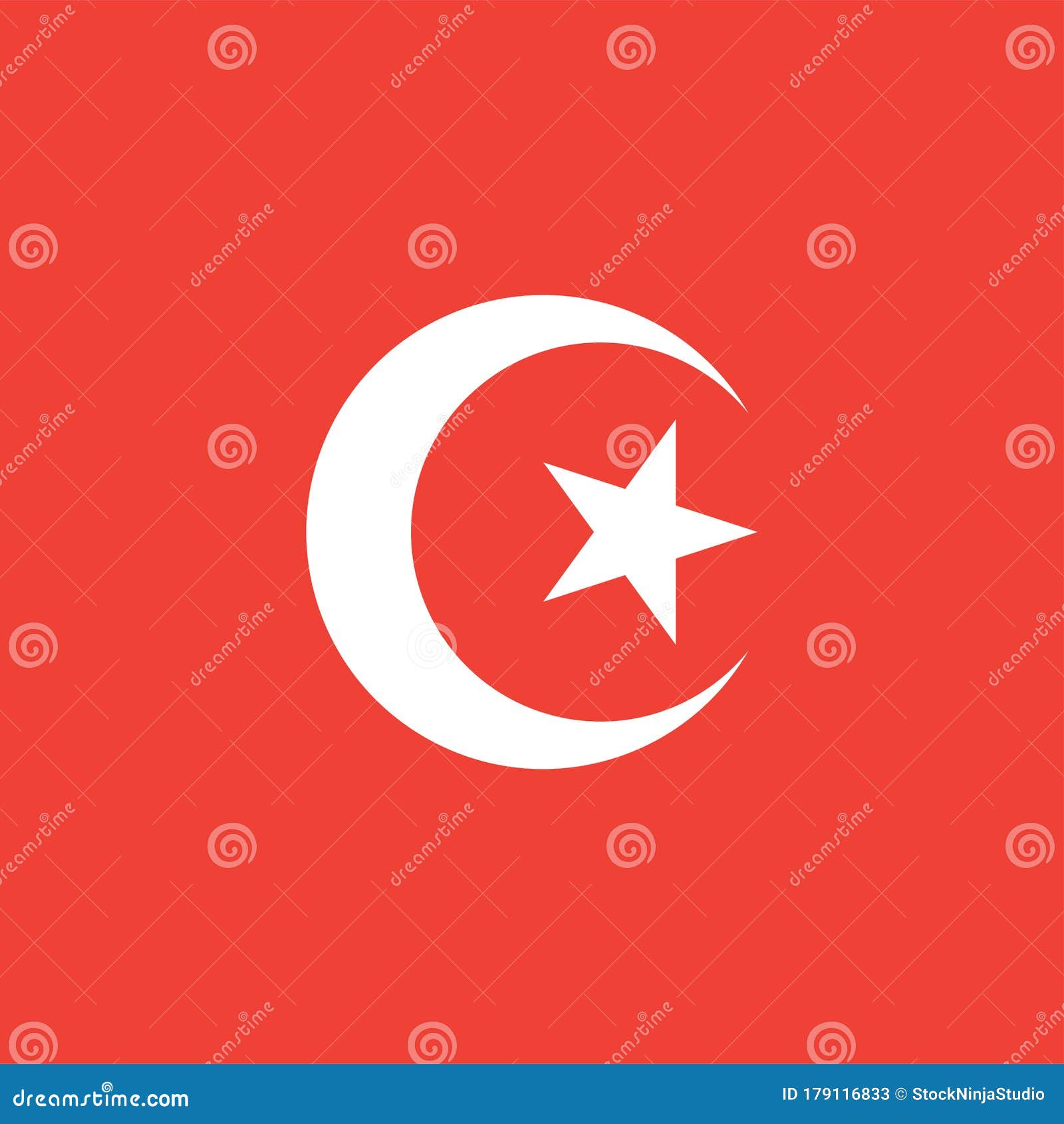 Crescent Icon on Red Background. Red Flat Style Vector Illustration ...