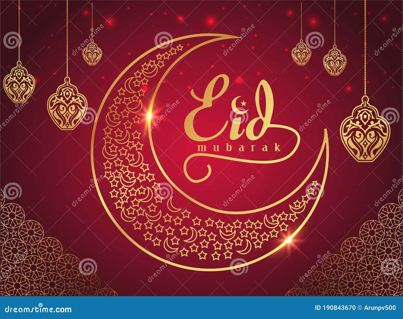 PrintCrescent Islamic with Hanging Lantern for Ramadan Kareem and Eid ...