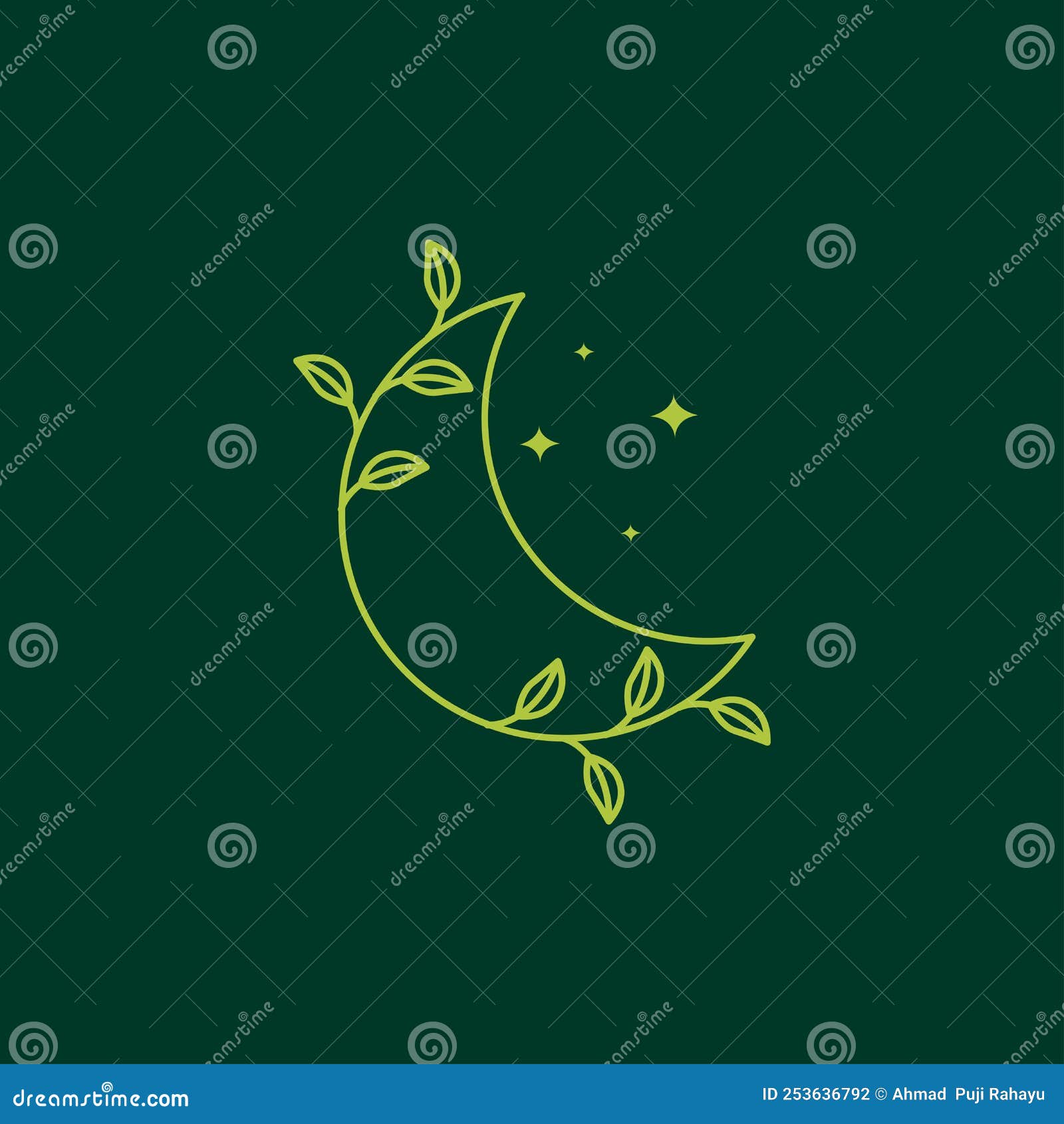 Crescent with Leaf Logo Design Stock Vector - Illustration of holiday ...