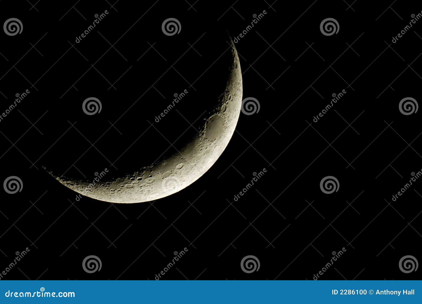 Crescent Moon stock photo. Image of distant, craterlets - 2286100